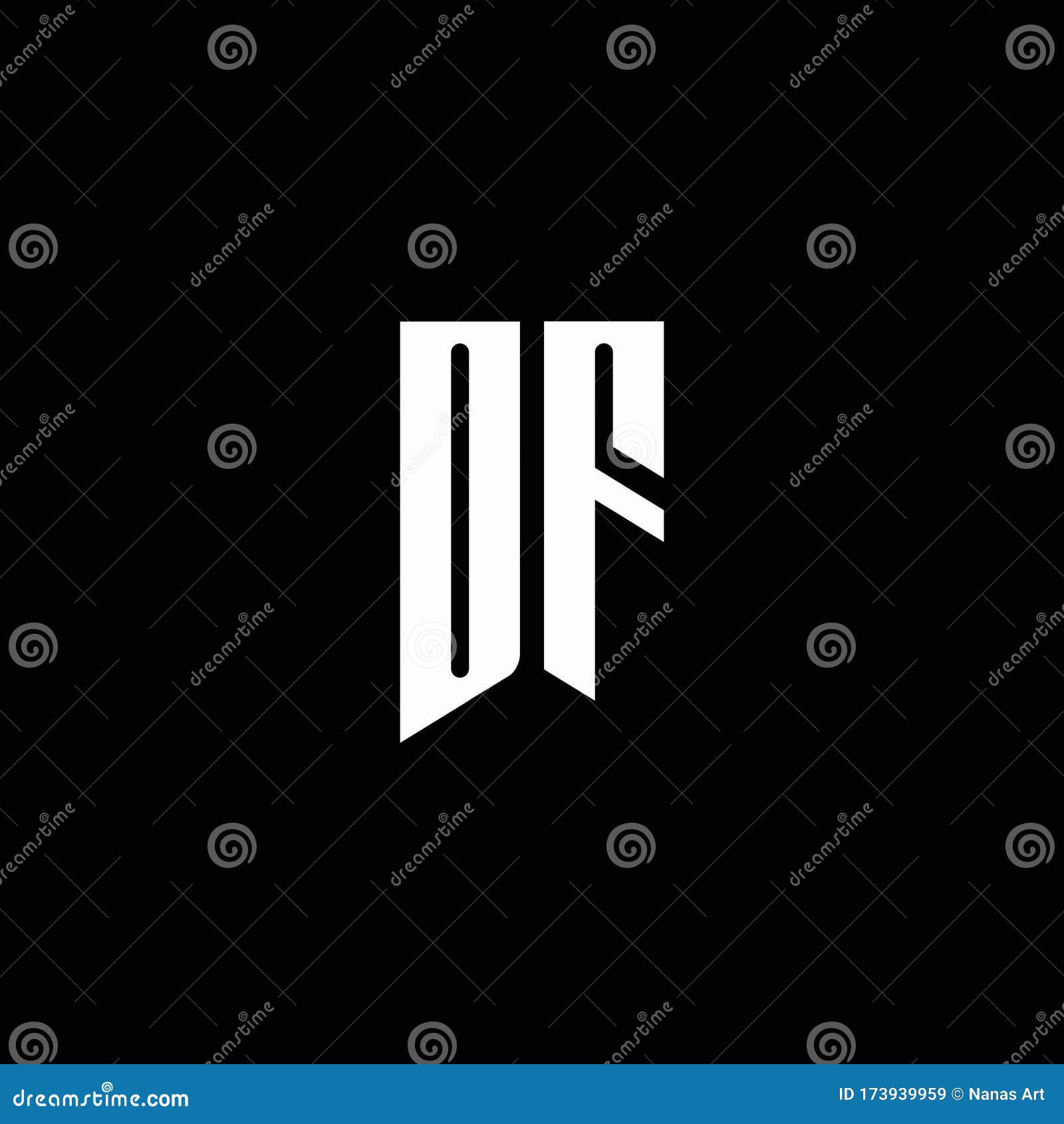 DF Logo Monogram with Emblem Style Isolated on Black Background Stock ...