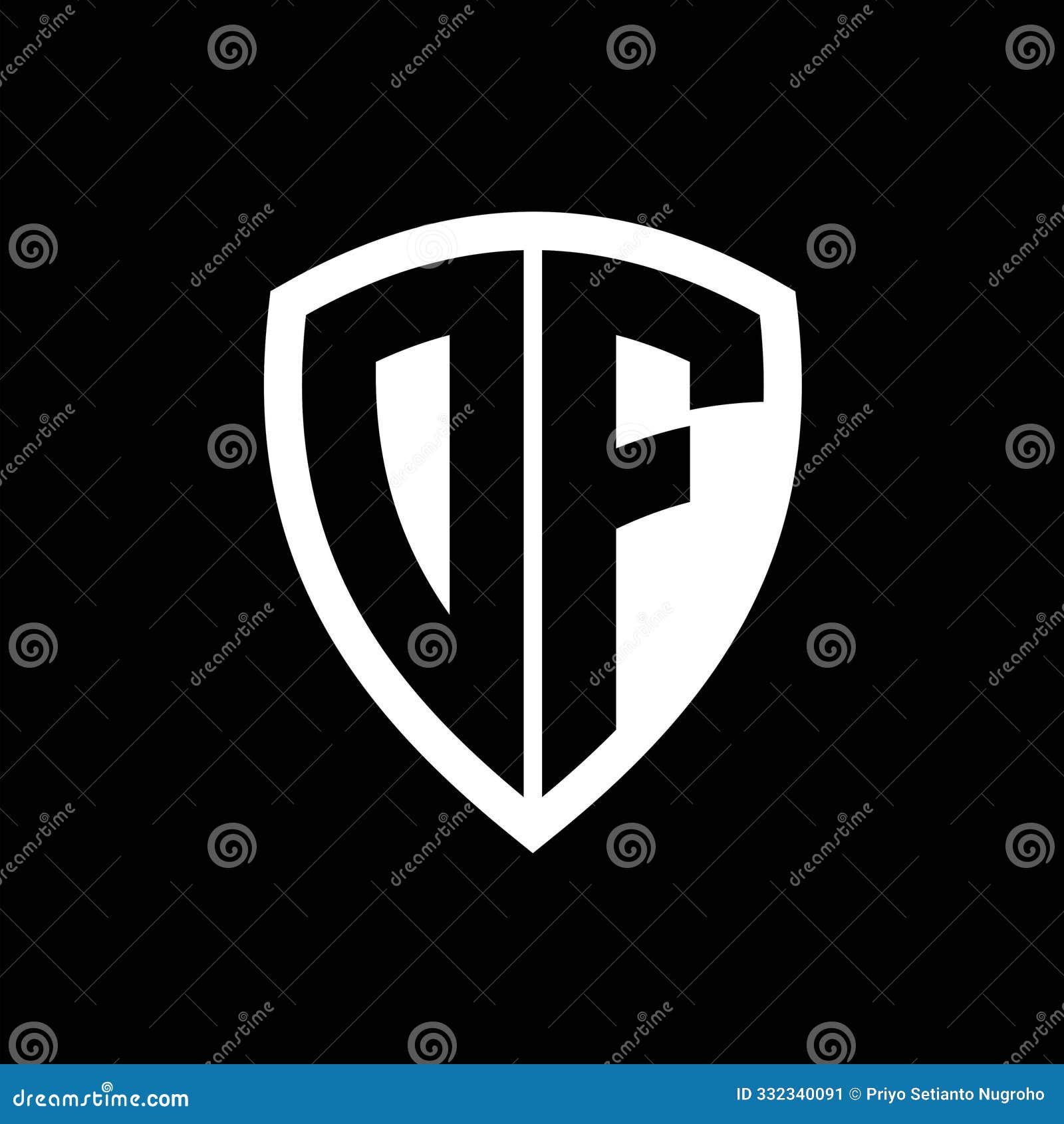 DF Monogram Logo with Bold Letters Shield Shape with Black and White ...