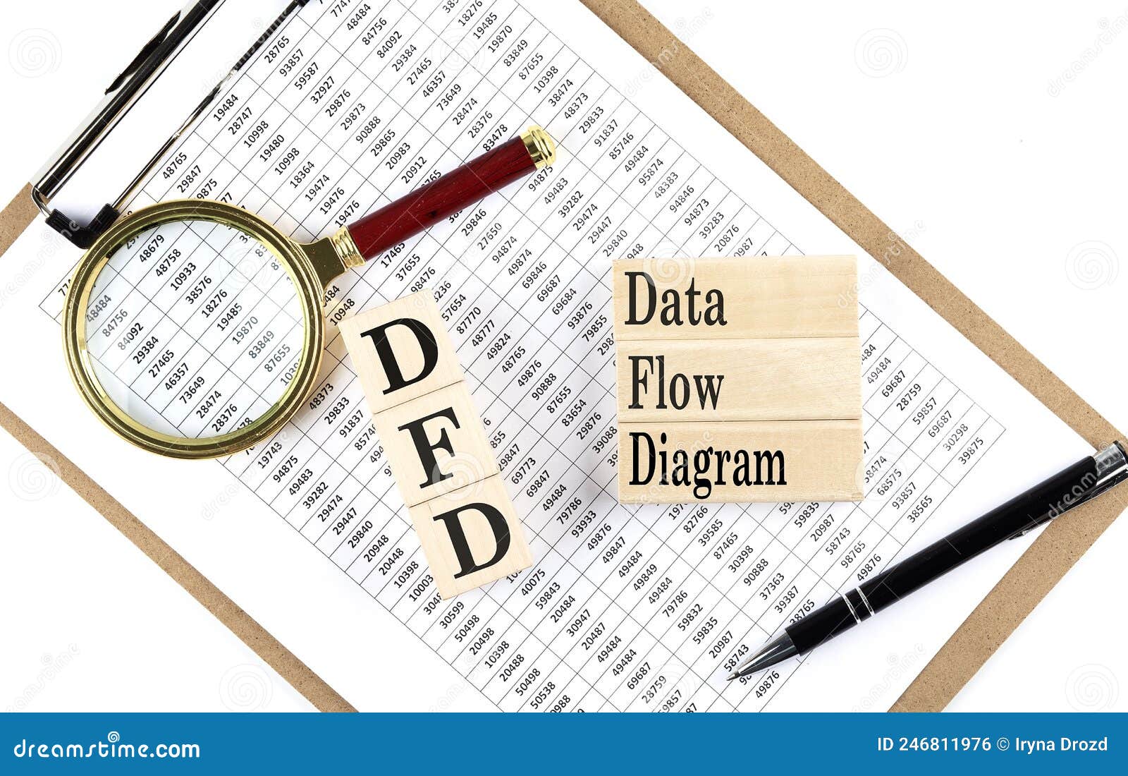 DFD - Data Flow Diagram Text on Wooden Block on Chart Background Stock ...