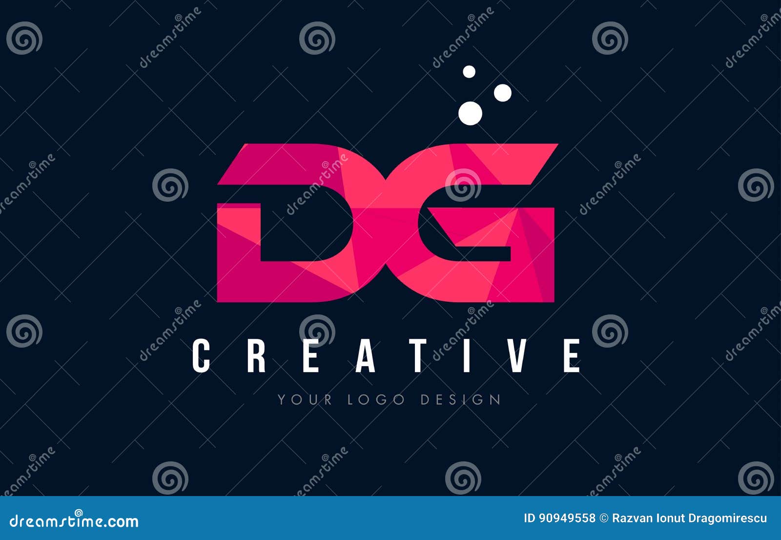 DG D G Letter Logo with Purple Low Poly Pink Triangles Concept Stock ...