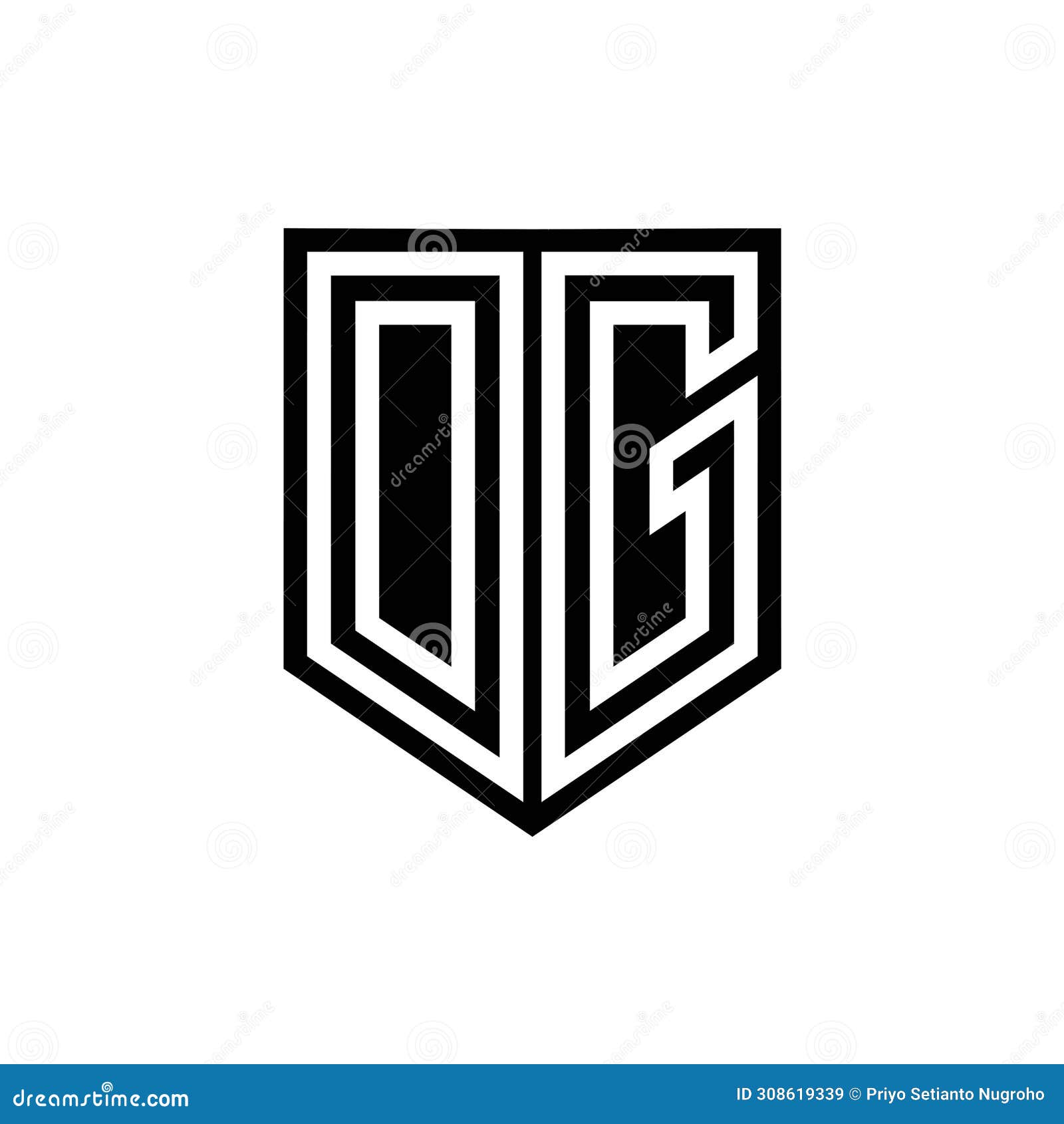 DG Logo Monogram Shield Geometric White Line Inside Black Shield Color ...