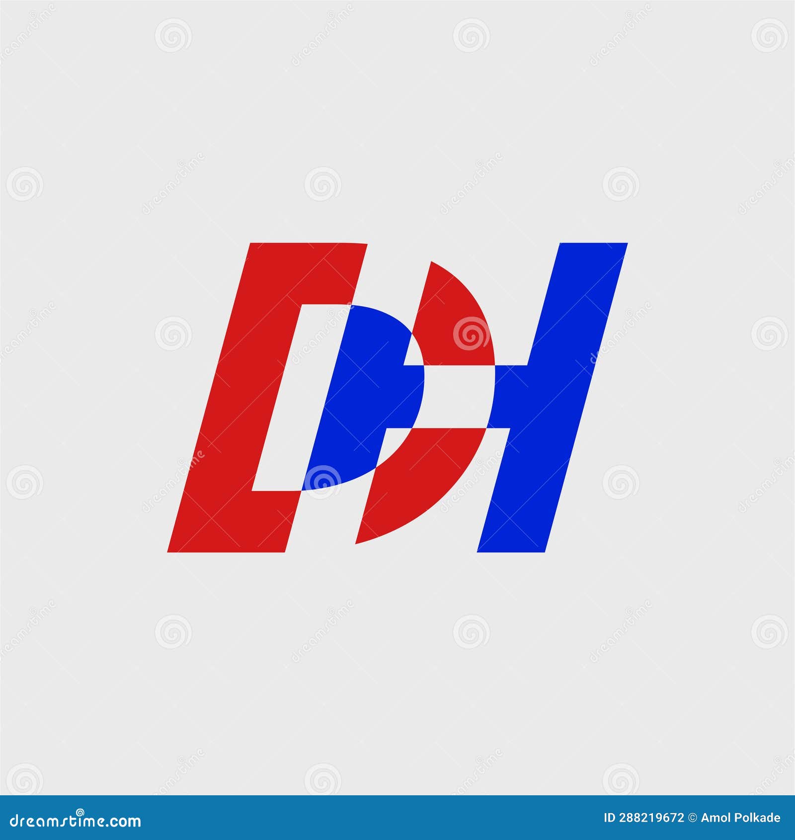 DH Brand Name Initial Letters Icon. DH Monogram with Red and Blue Stock ...