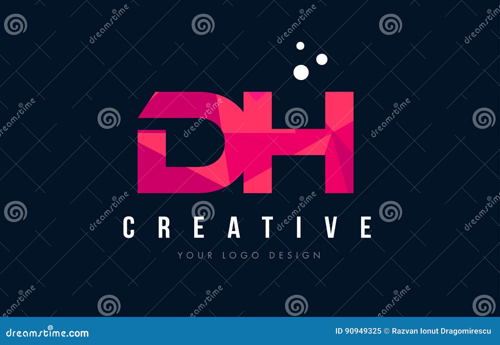 DH D H Letter Logo with Purple Low Poly Pink Triangles Concept Stock ...