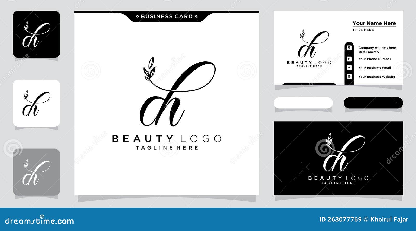 DH Initial Handwriting Logo Vector Stock Vector - Illustration of salon ...