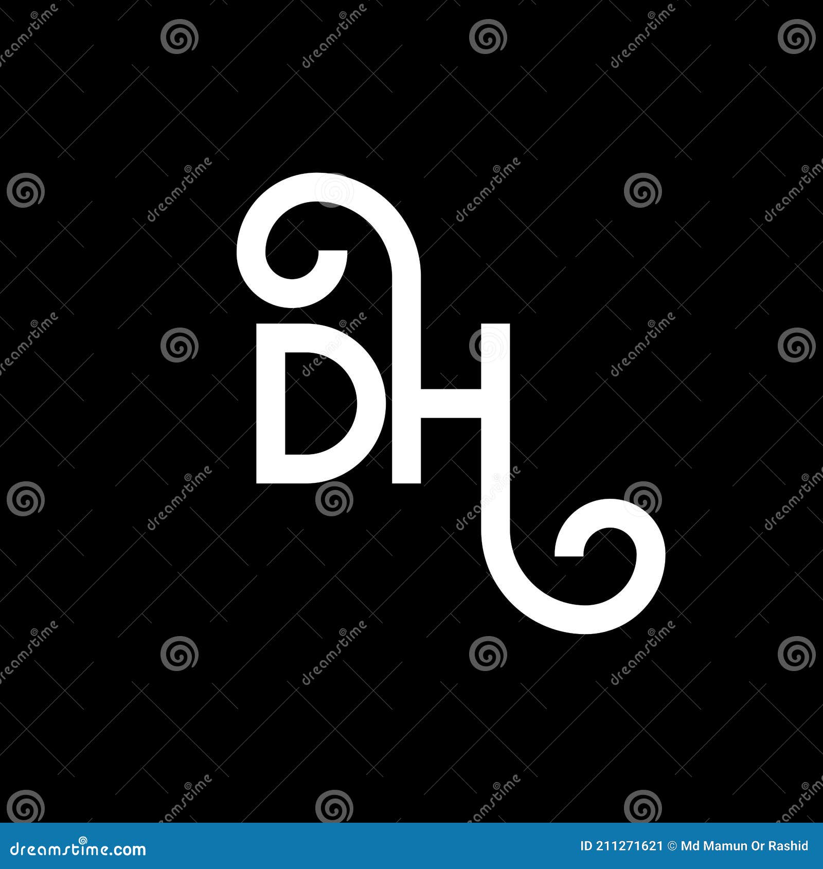 DH Letter Logo Design on Black Background. DH Creative Initials Letter ...