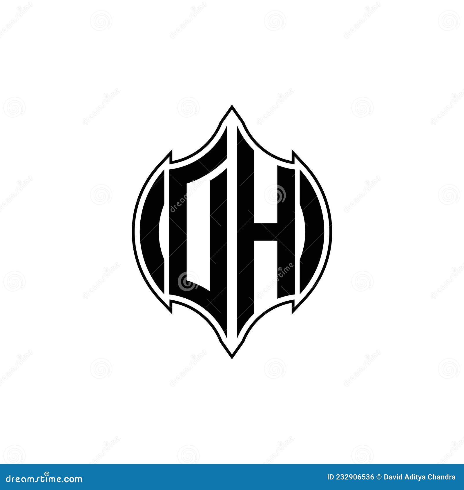 DH Logo Monogram Geometric Shield Shape Style Stock Vector ...