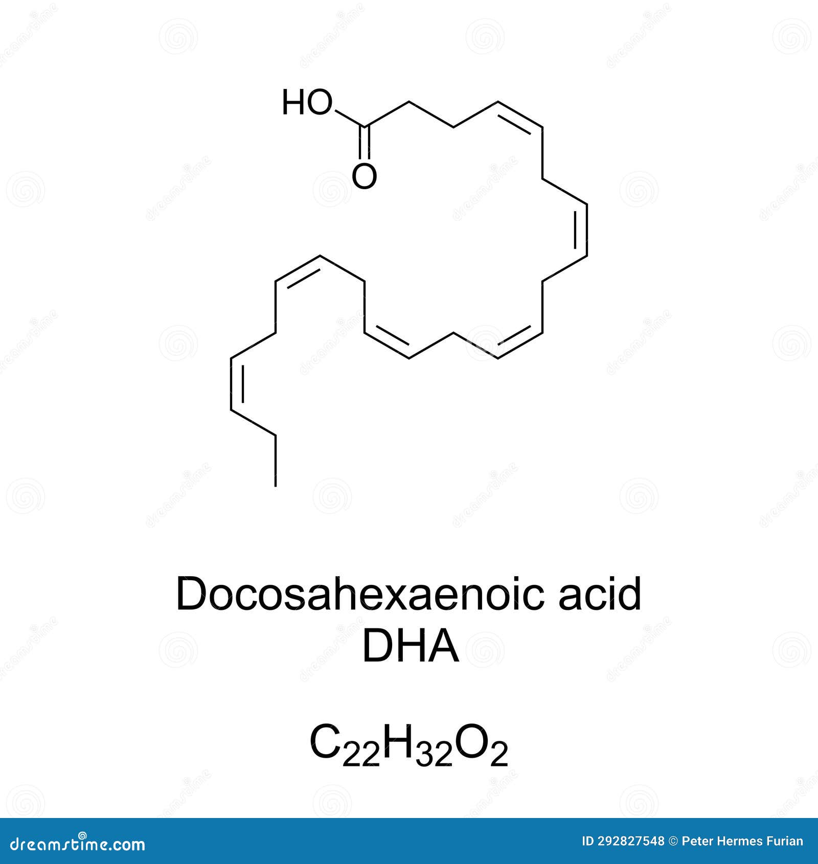 Docosahexaenoic Acid 3D Molecule Structure Illustration Royalty-Free ...