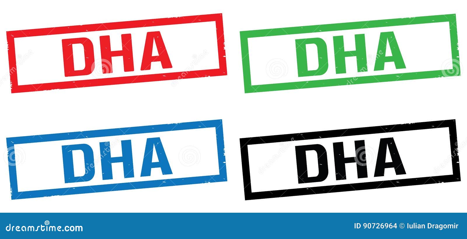 DHA Text, on Rectangle Border Stamp Sign. Stock Illustration ...