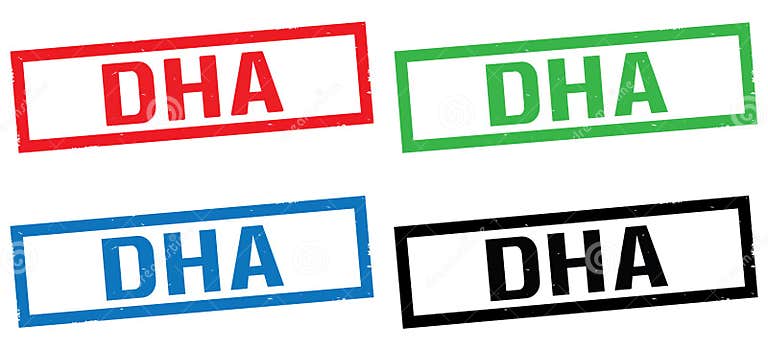 DHA Text, on Rectangle Border Stamp Sign. Stock Illustration ...