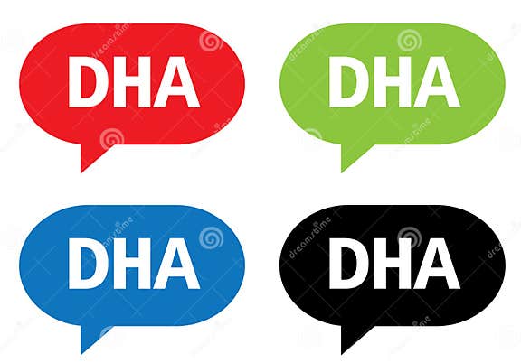DHA Text, on Rectangle Speech Bubble Sign. Stock Illustration ...