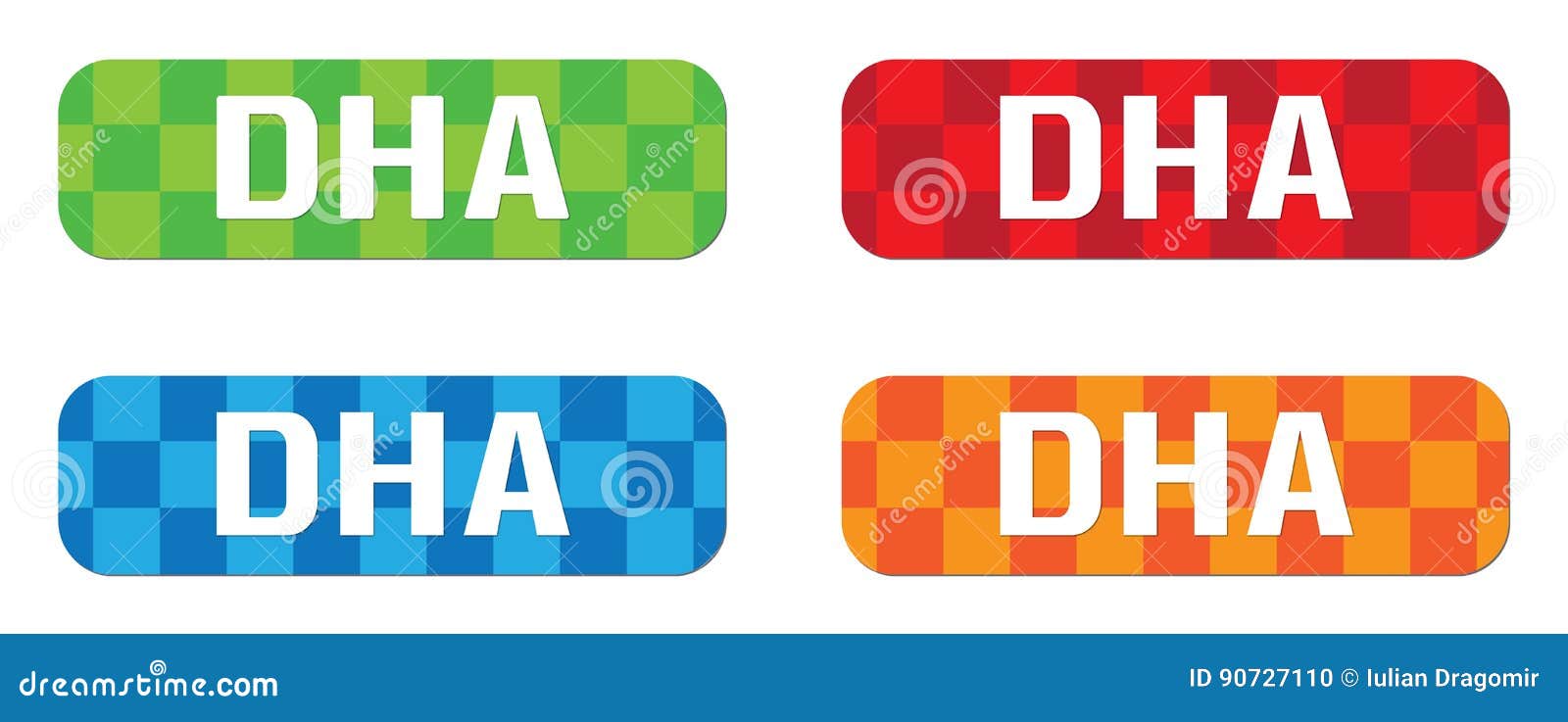 DHA Text, on Rectangle, Zig Zag Pattern Stamp Sign. Stock Illustration ...