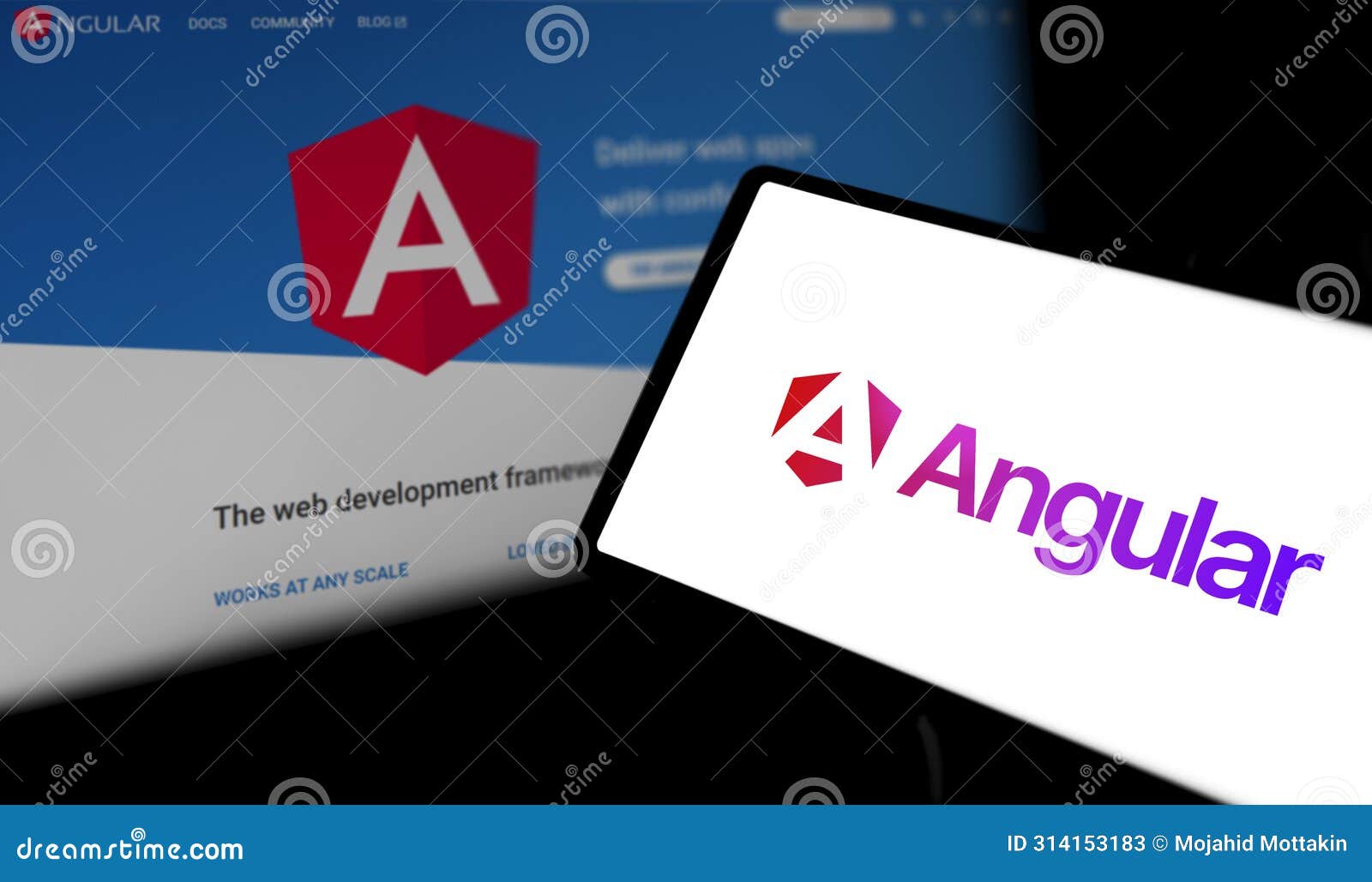 Dhaka, Bangladesh- 09 Apr 2024: Angular Logo is Displayed on Smartphone ... Dhaka, Bangladesh- 09 Apr 2024: Angular Logo is Displayed on Smartphone ...