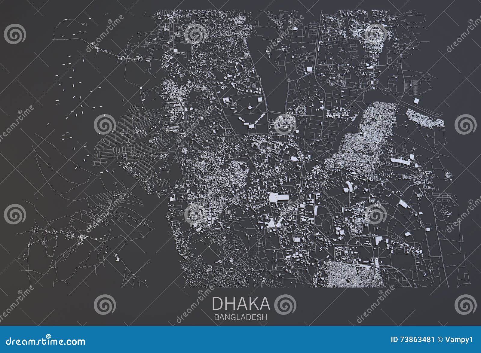 Dhaka Map, Satellite View, Bangladesh Stock Illustration - Illustration ...