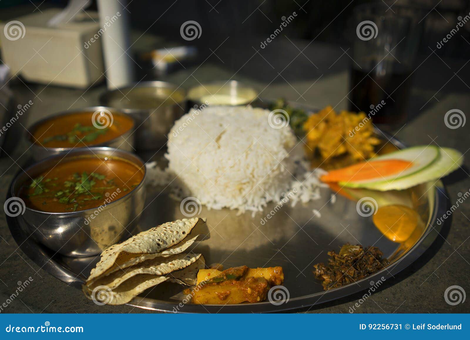 Dhal Bhat Curry Dish in Kathmandu, Nepal Stock Image - Image of nepal ...
