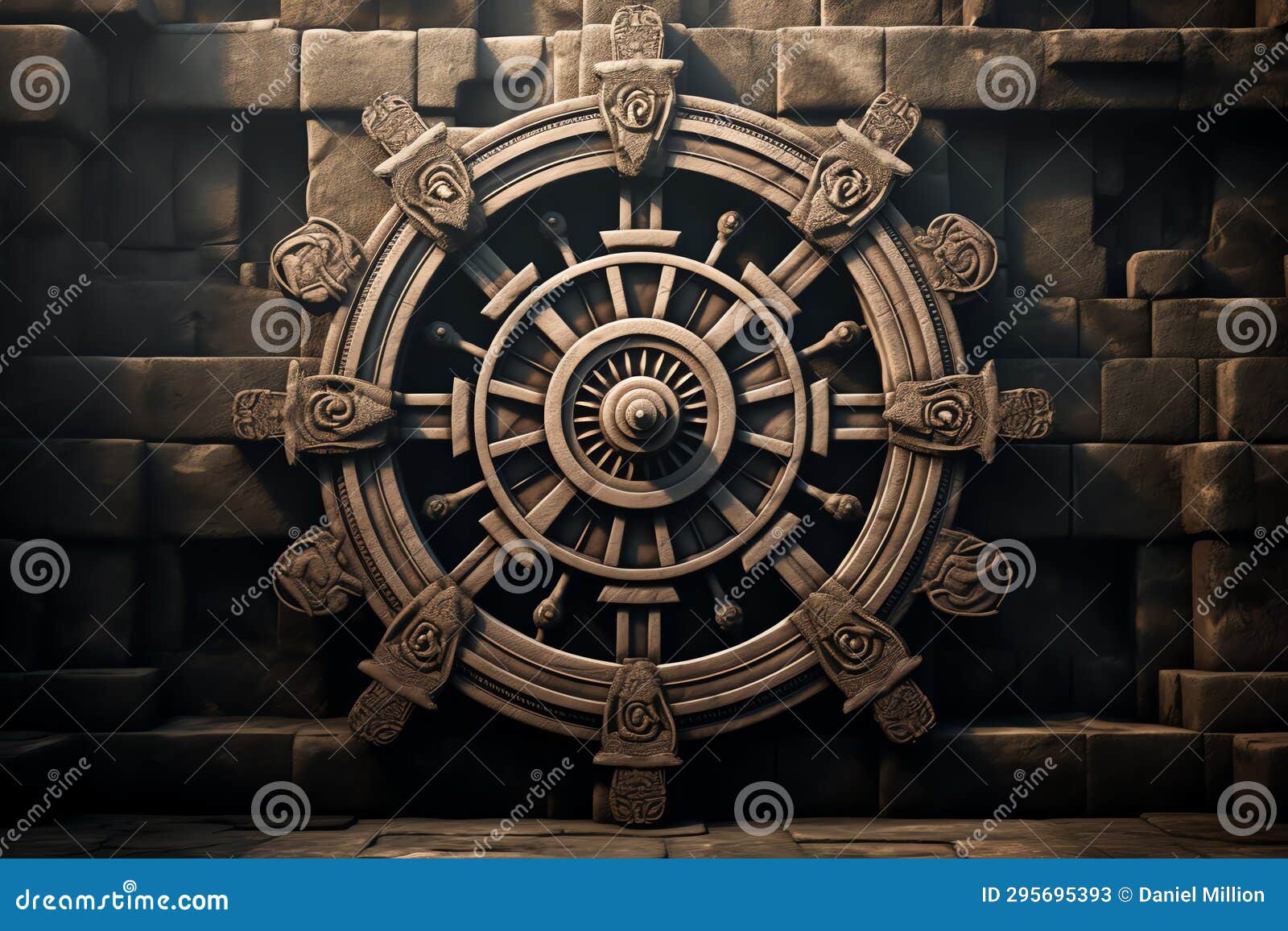Dharmachakra India Symbol with Copy Space Stock Illustration ...