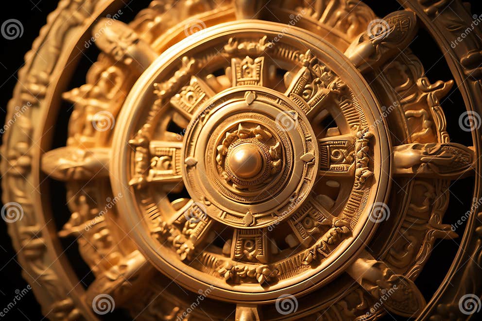 Dharmachakra Wheel India Symbol with Copy Space Stock Illustration ...