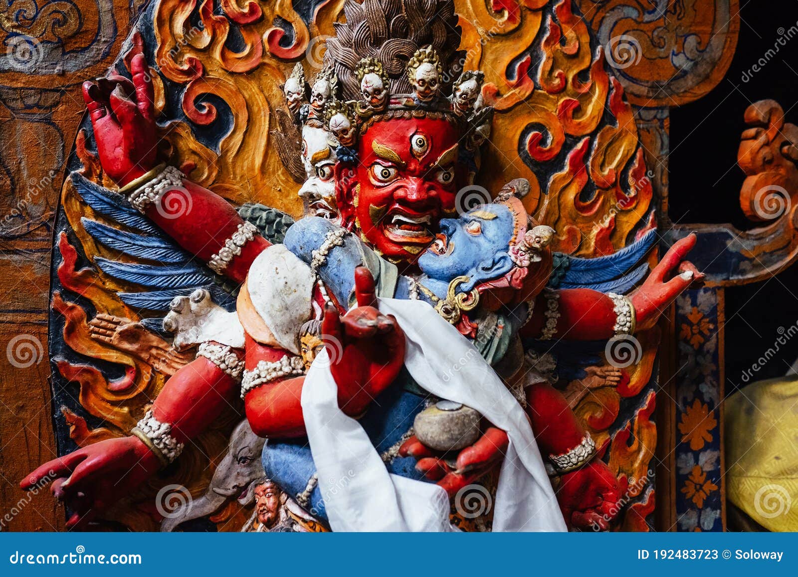 Dharmapala Statue in Tsemo Hompa in Leh Stock Image - Image of indian ...