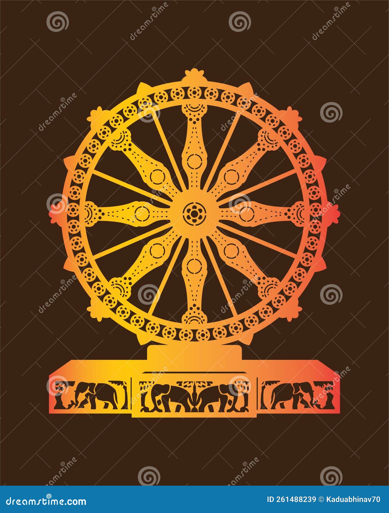 The Dharrma chakra stock vector. Illustration of indian - 261488239
