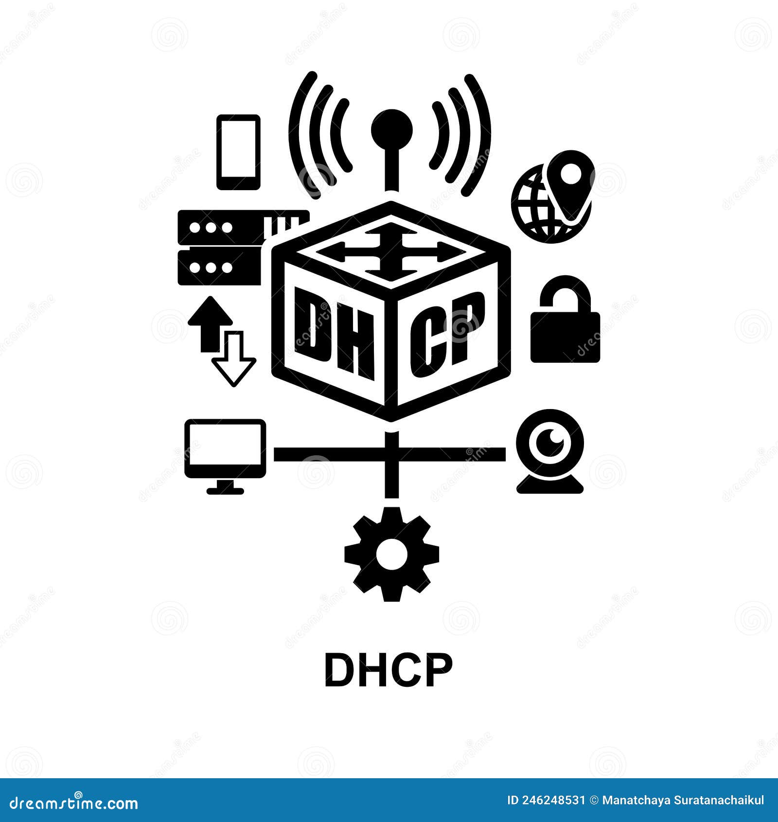 DHCP Icon Isolated on White Background Stock Vector - Illustration of ...