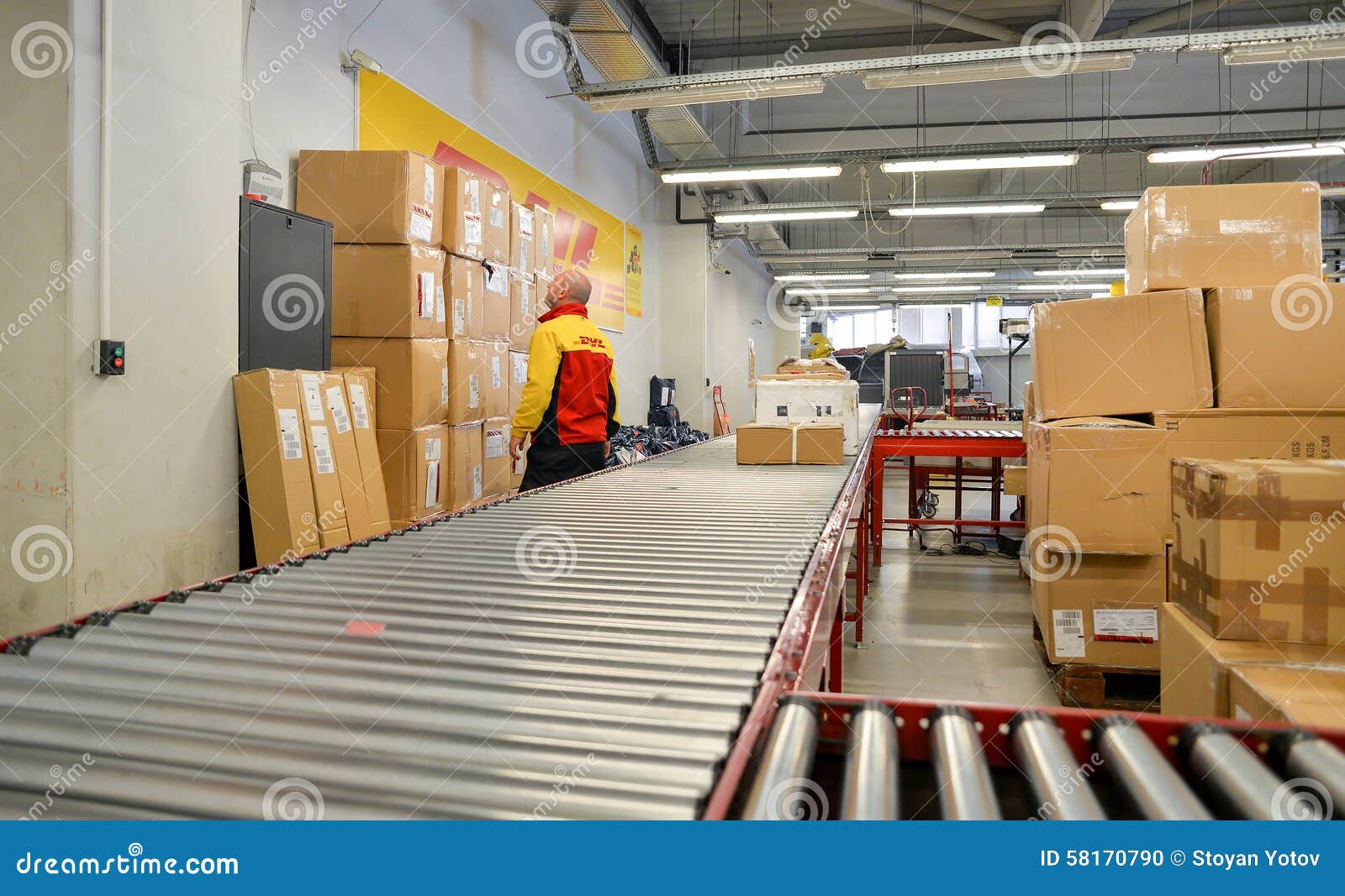 DHL Delivery Worker Cheking Package Boxes Editorial Image - Image of ...
