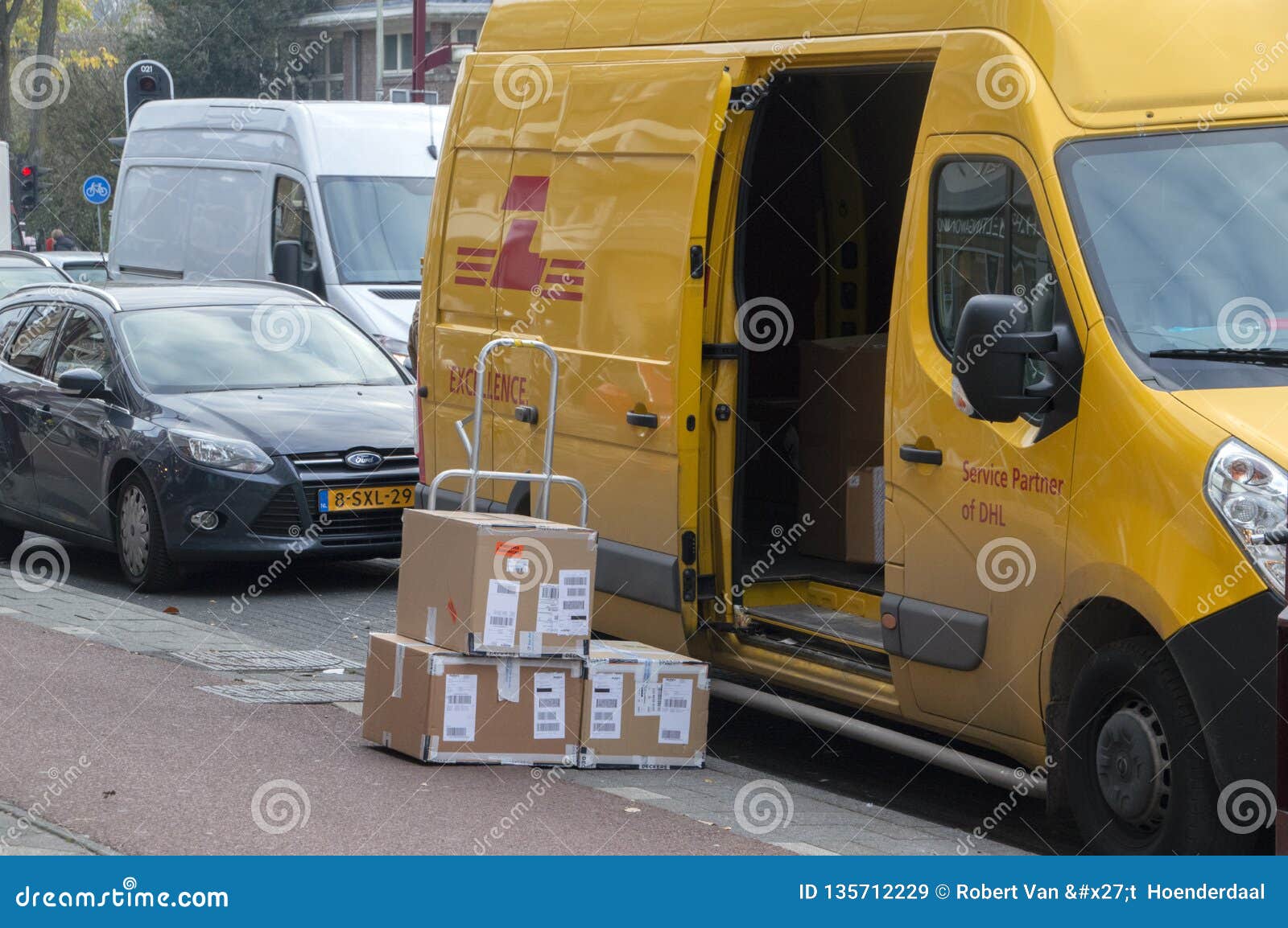 DHL Package Company Van at Amsterdam the Netherlands 2018 Editorial ...