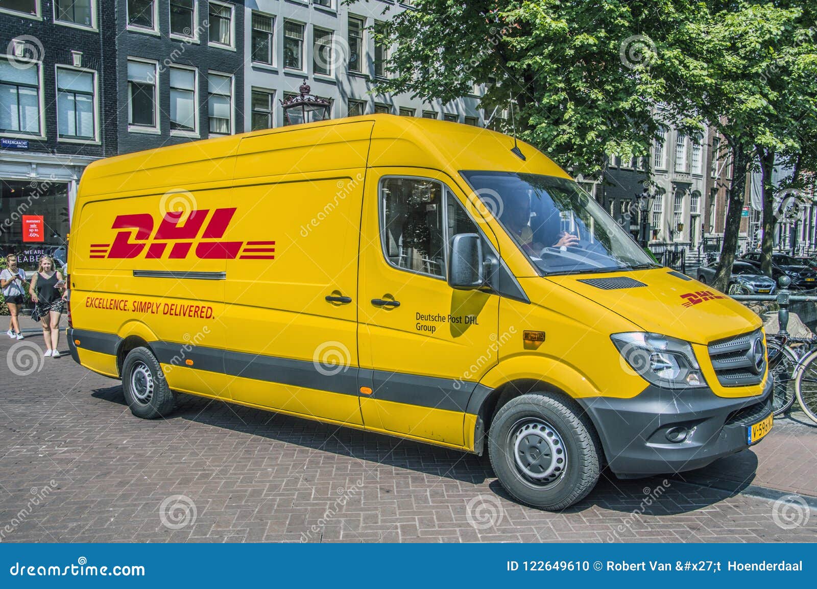A DHL Van at Amsterdam the Netherlands 2018 Editorial Image - Image of ...