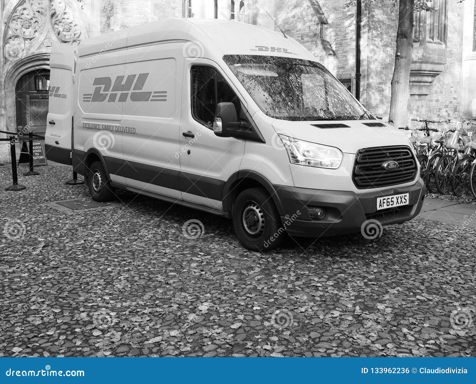 DHL Van in Cambridge in Black and White Editorial Photo - Image of ...