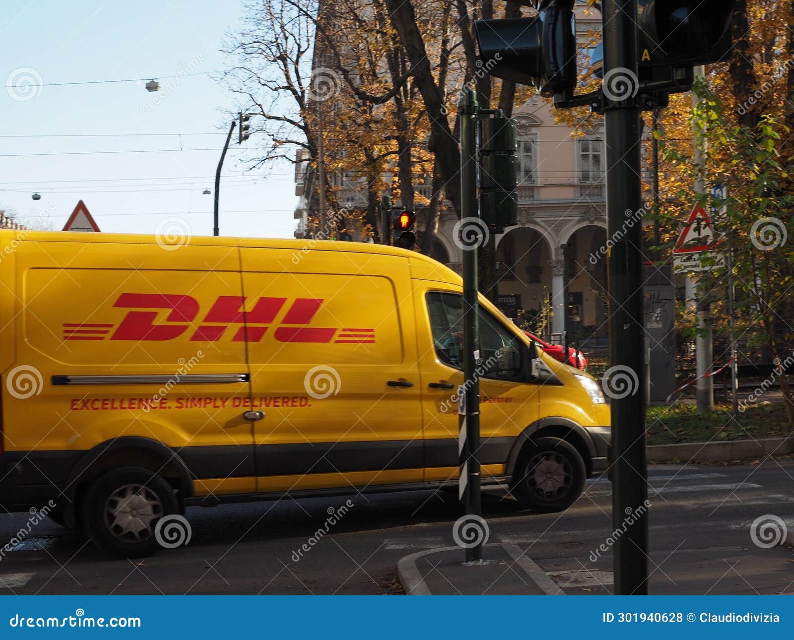 DHL van in Turin editorial stock photo. Image of torino - 301940628