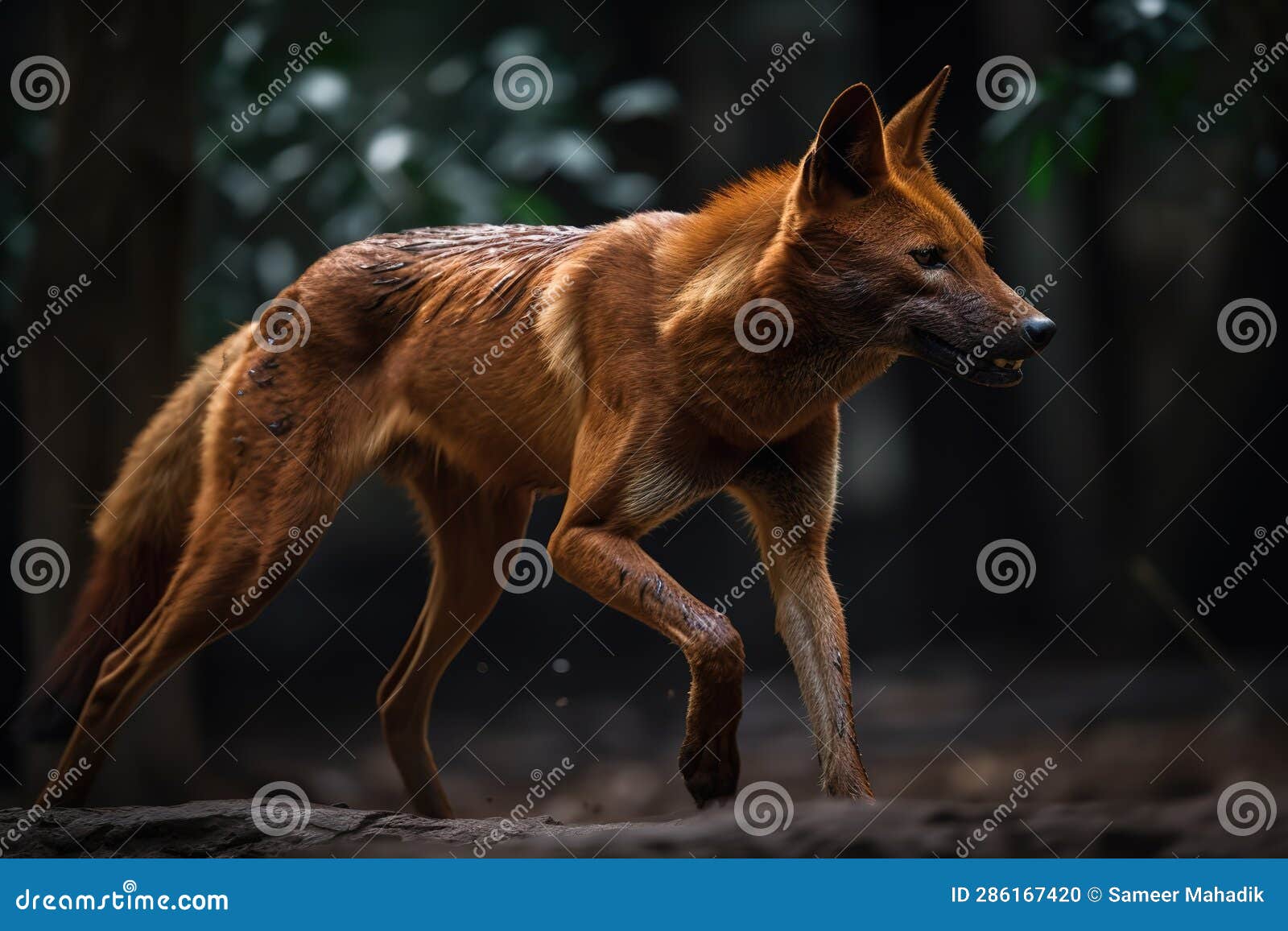 Dhole - Agile Hunter In Lush Forest Environment. Photo Of Dhole Cuon ...