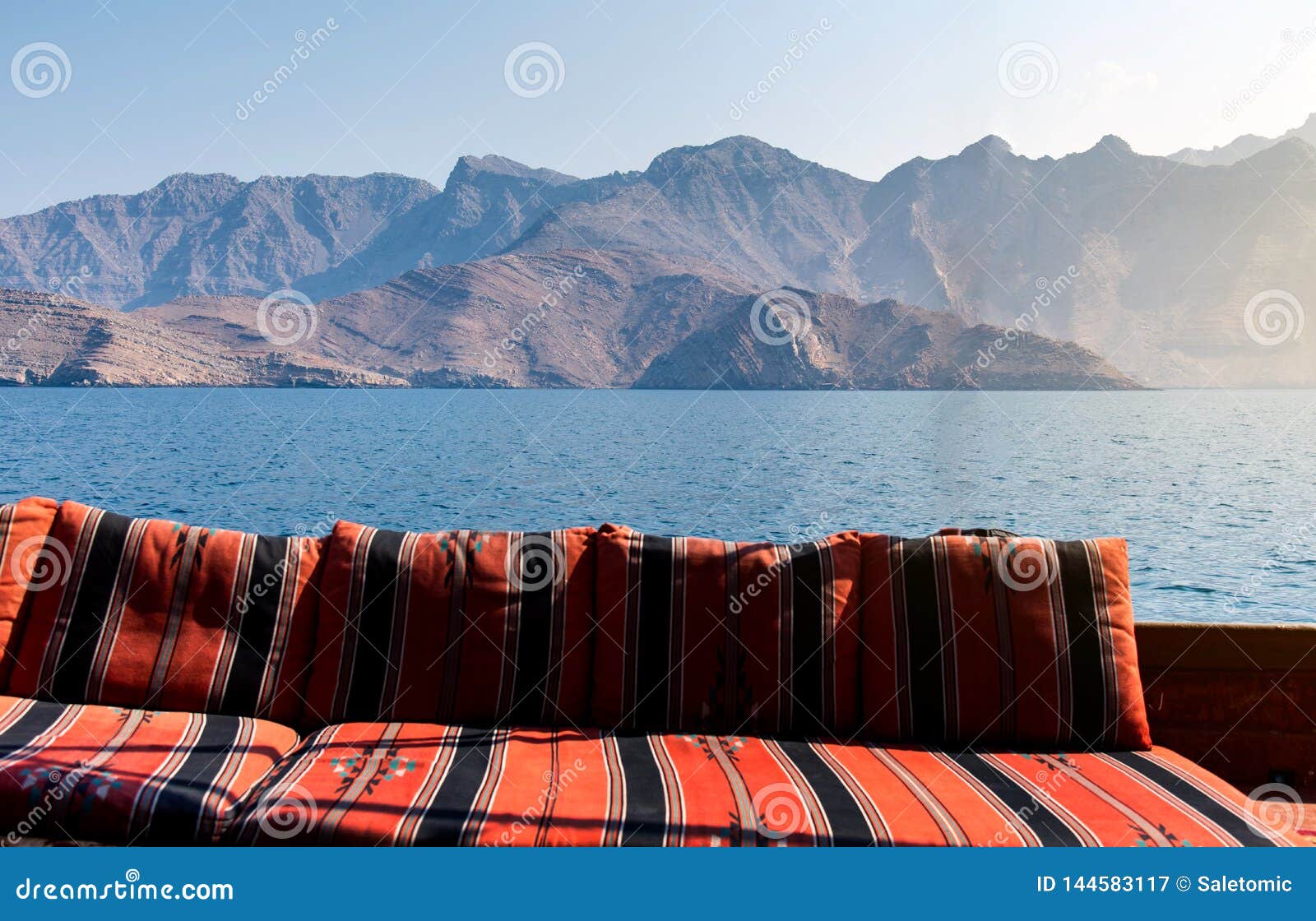 Dhow Boat Cruise View in Oman Stock Image - Image of musandam ...