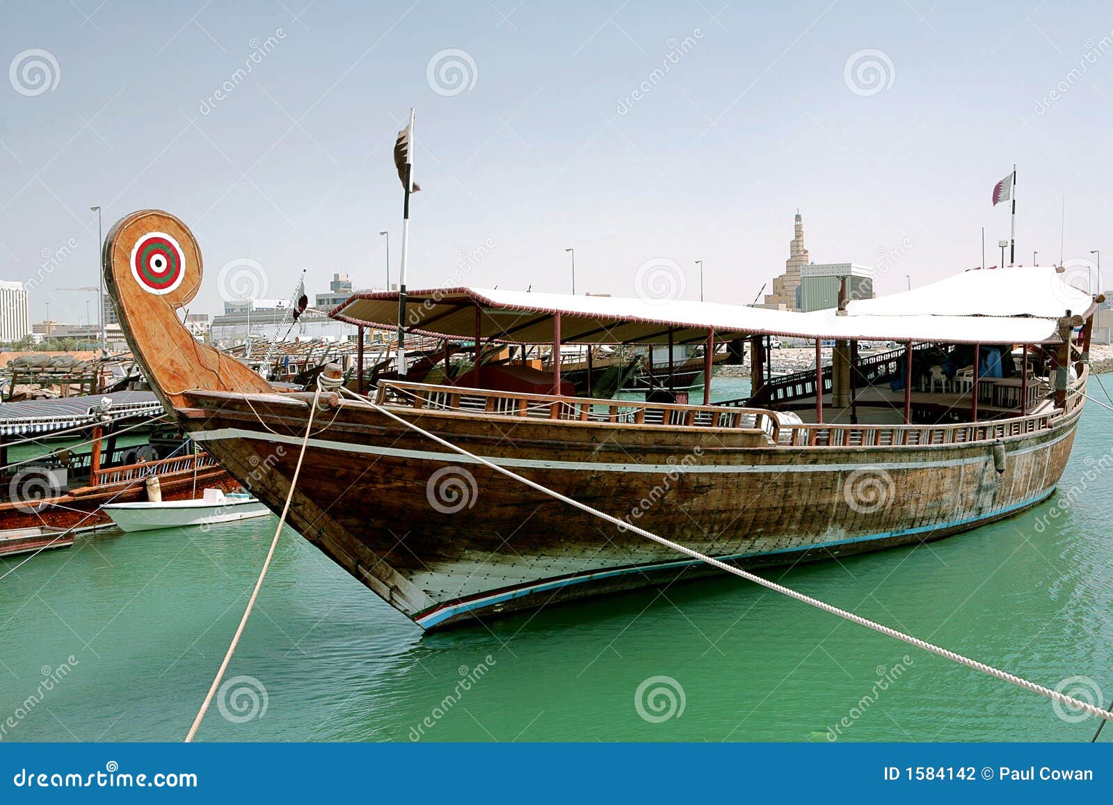 Dhow in harbour stock photo. Image of corniche, boat, arabian - 1584142