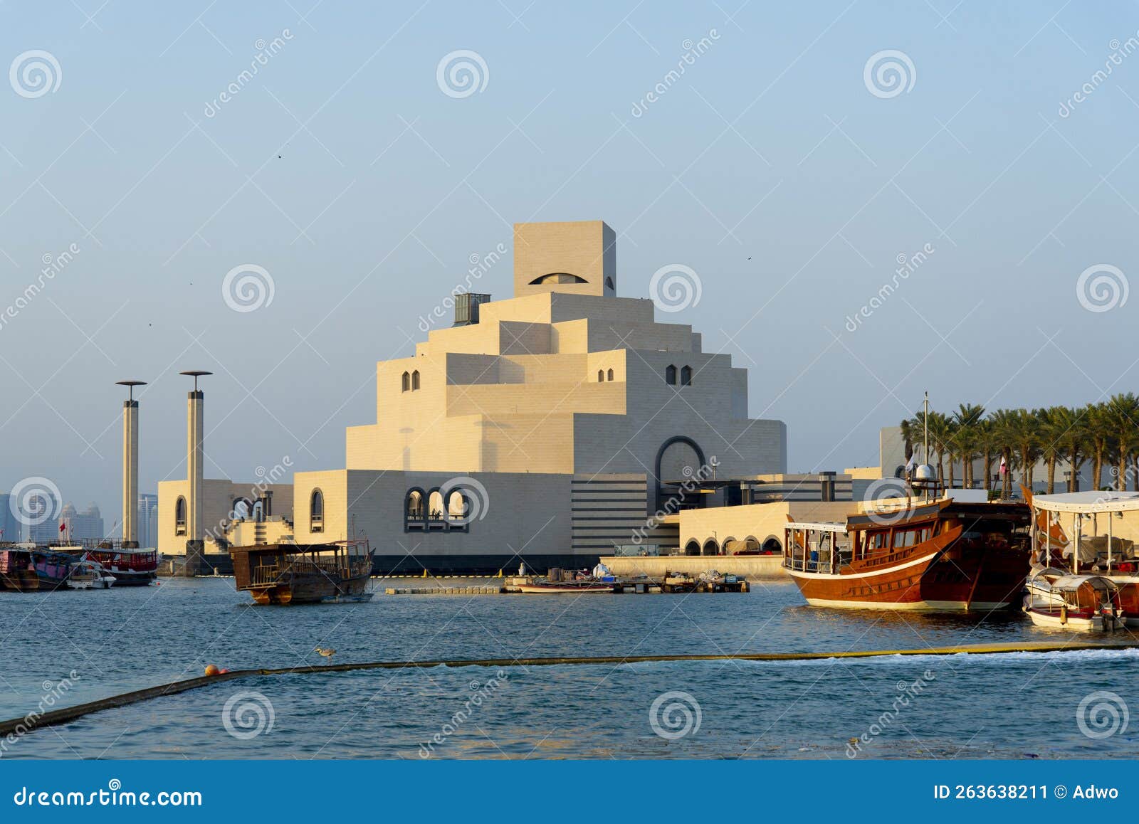Dhow Harbour stock image. Image of harbor, cityscape - 263638211
