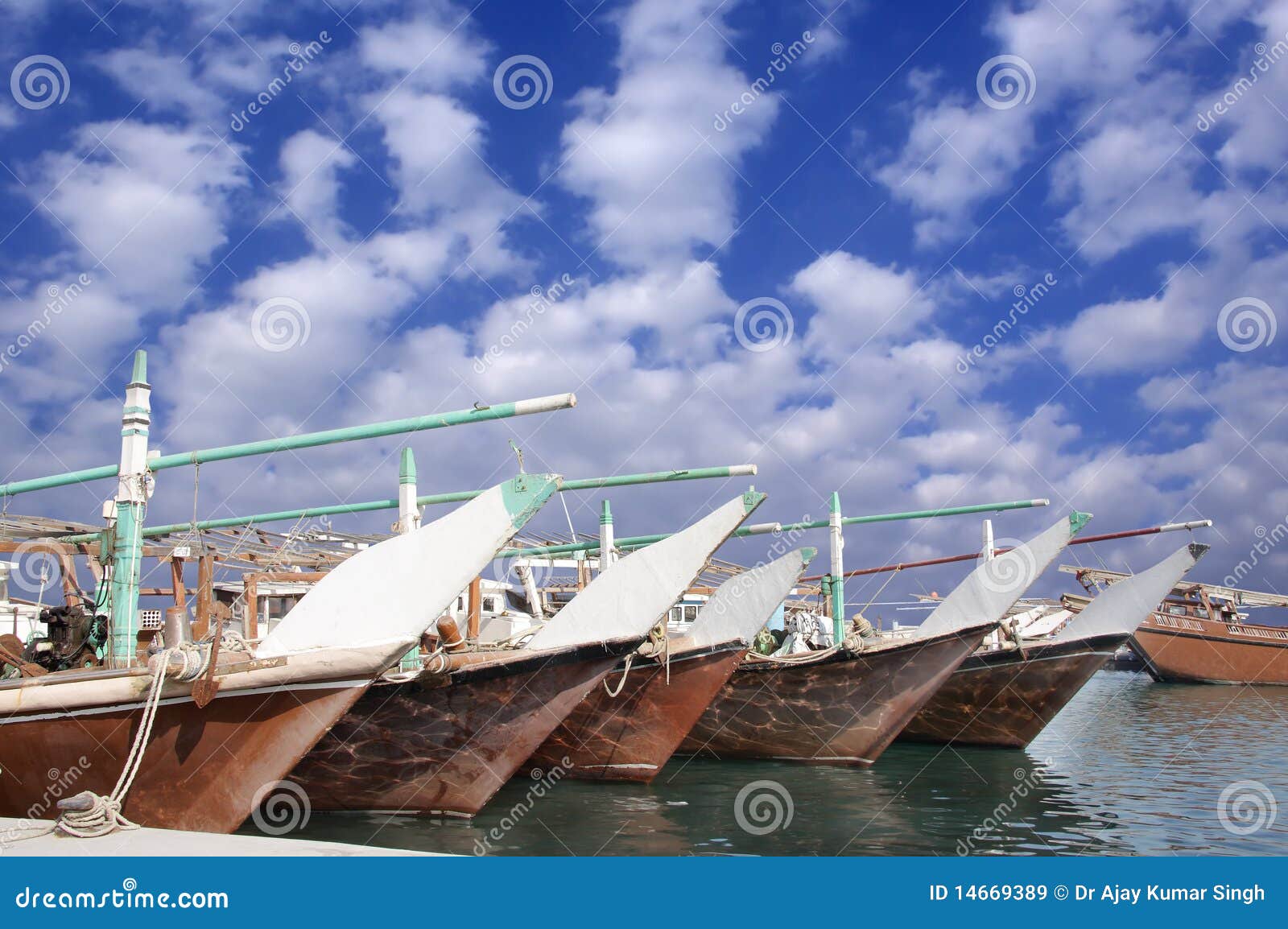 Dhows Replenishing the Fishing Materials in Harbor Stock Image - Image ...