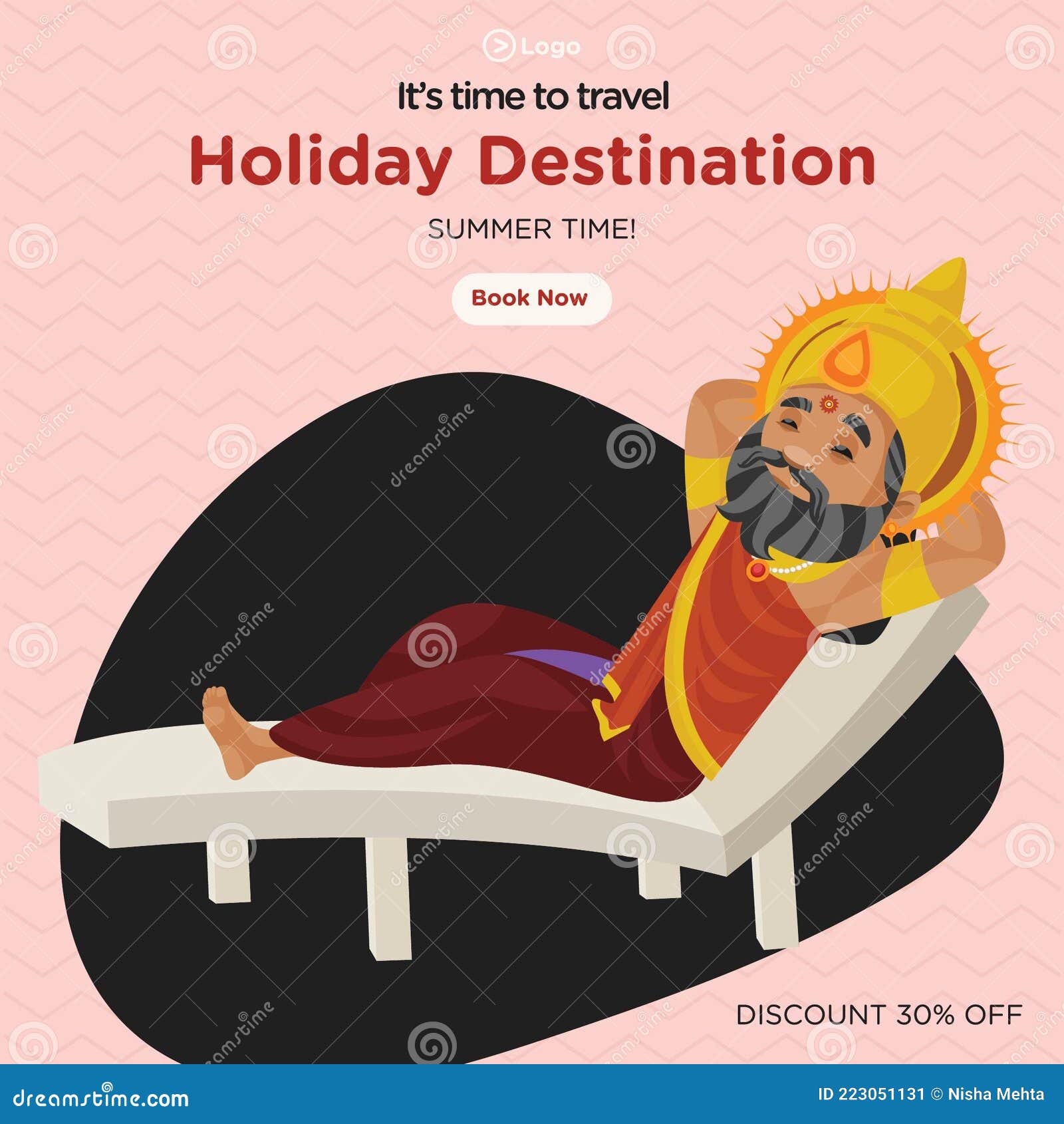 Banner Design of Its Time To Travel Holiday Destination Stock Vector ...