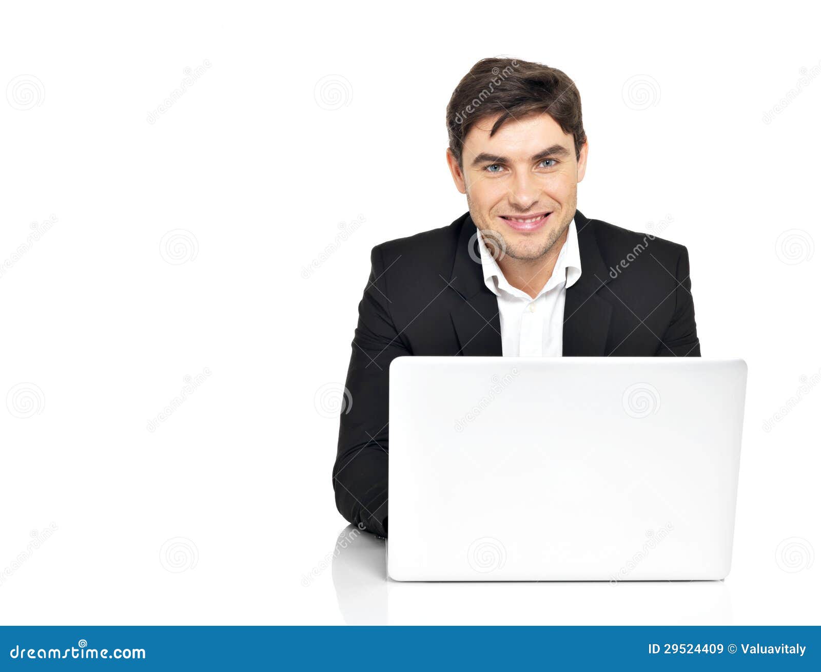 Di Impiegato Con Il Computer Portatile Che Si Siede Sulla Tabella ...