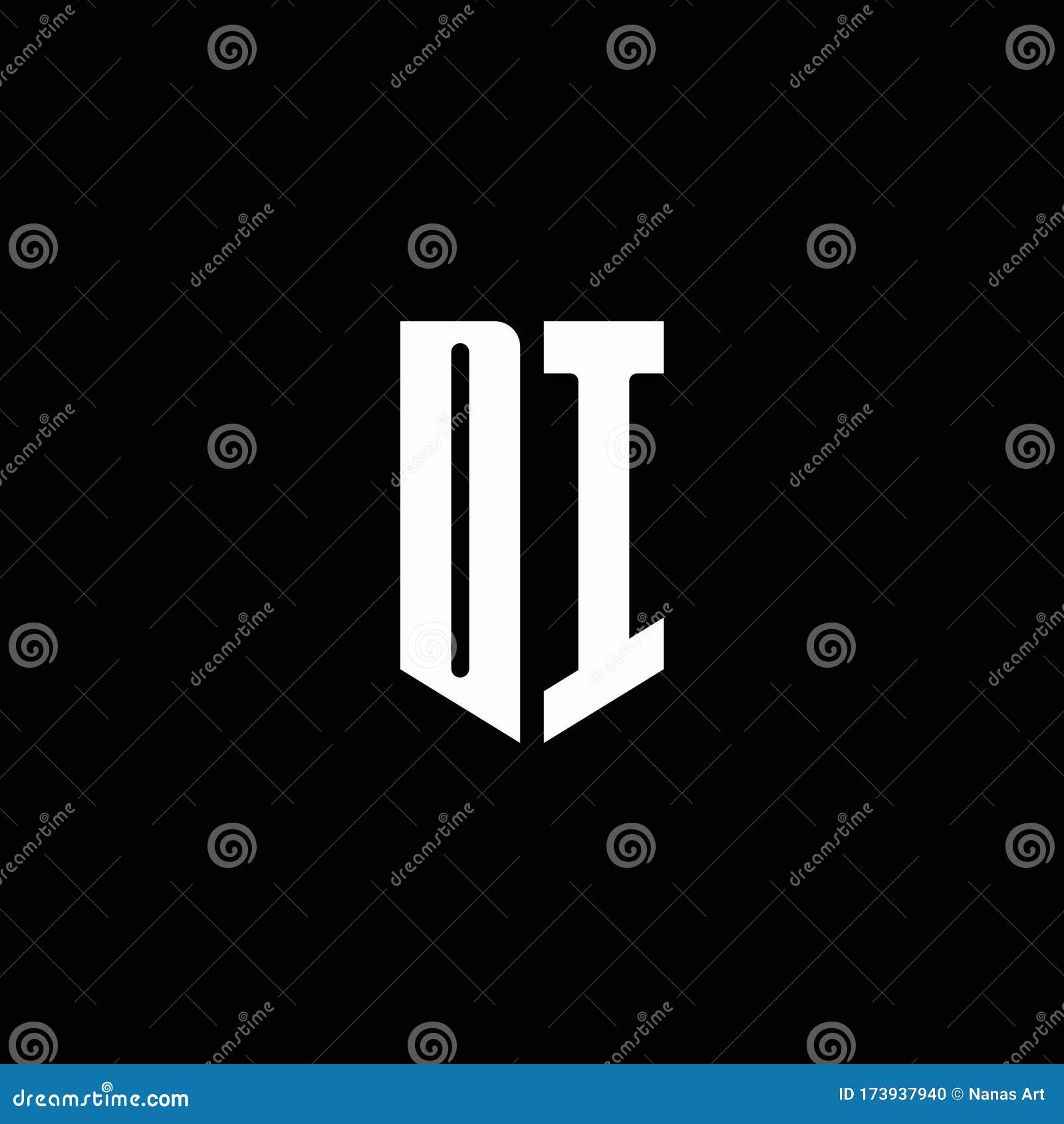 DI Logo Monogram with Emblem Style Isolated on Black Background Stock ...