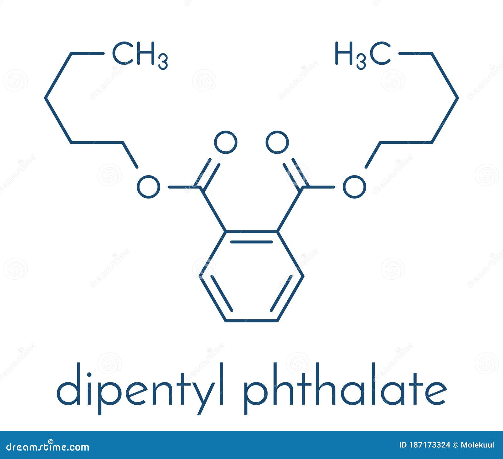 Di-n-pentyl Phthalate DNPP Plasticizer Molecule. 3D Rendering. Atoms ...