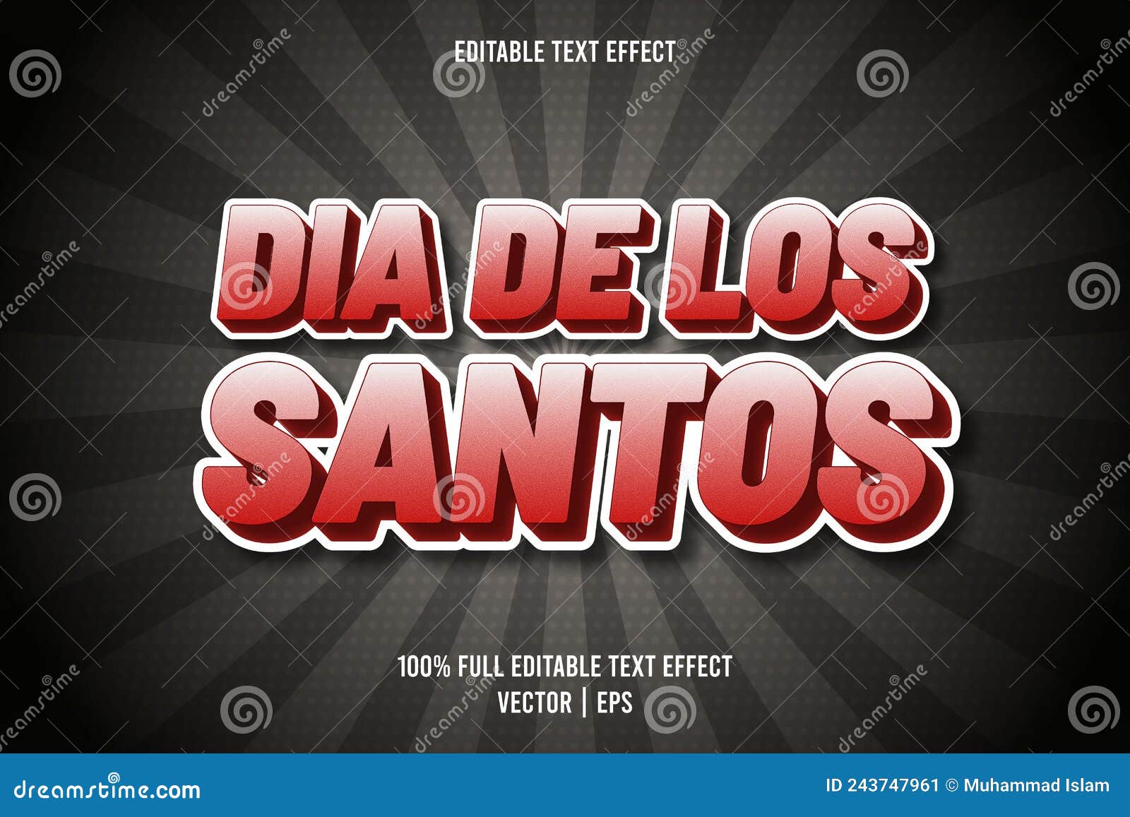 Dia De Los Santos Editable Text Effect Comic Style Stock Vector ...