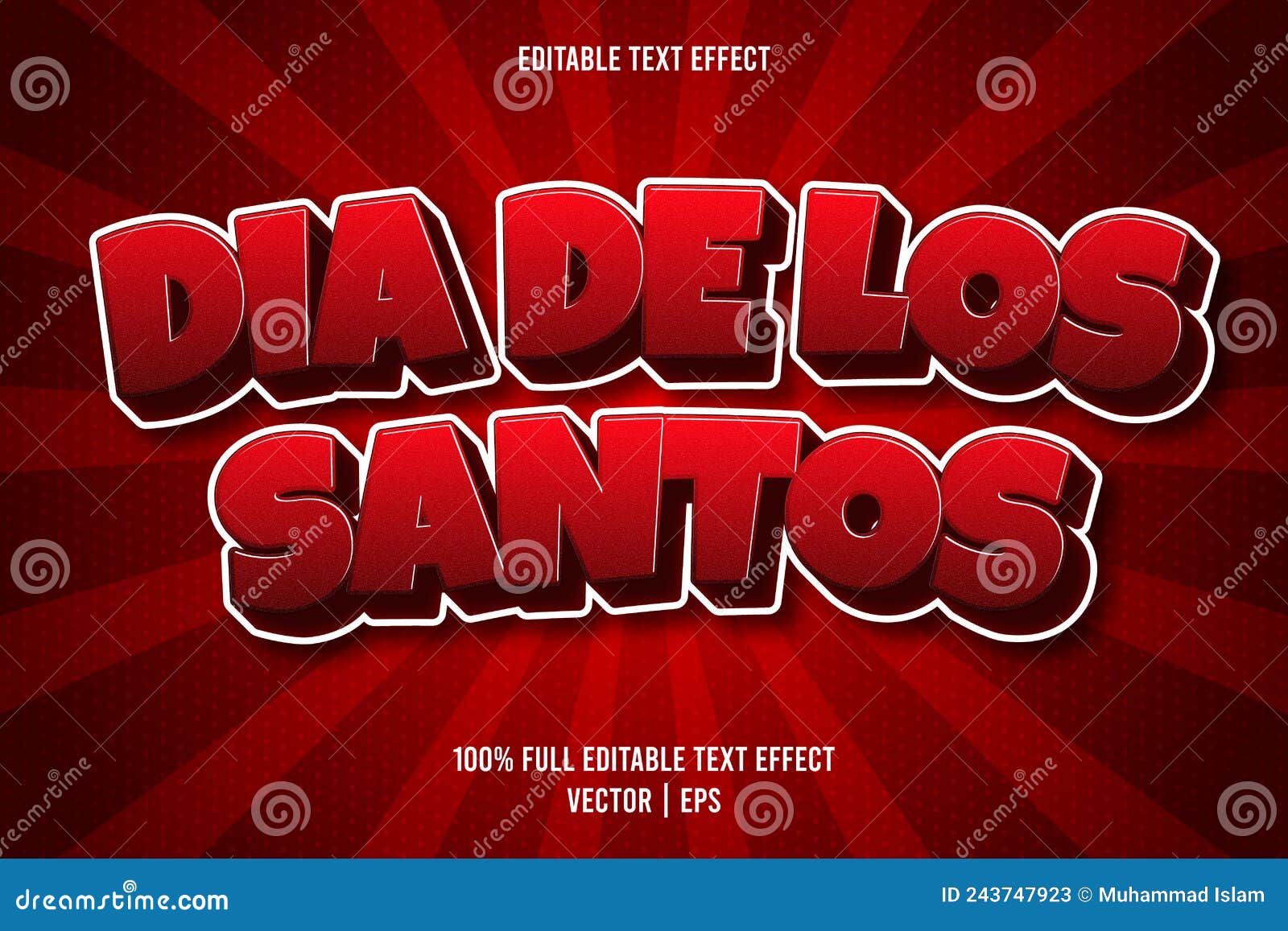 Dia De Los Santos Editable Text Effect Embossed Comic Style Stock ...