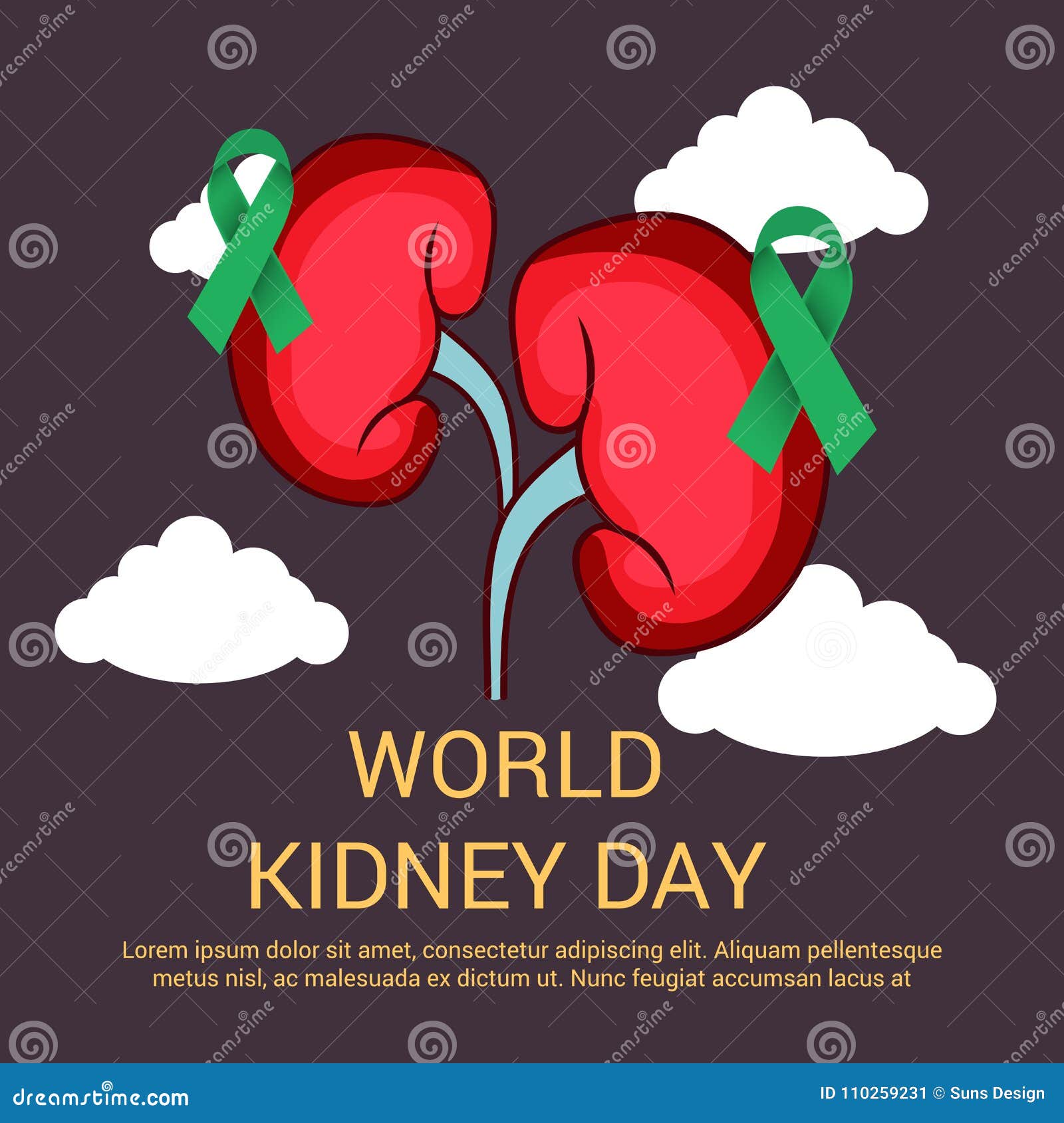 Dia do rim do mundo ilustração stock. Ilustração de texto - 110259231