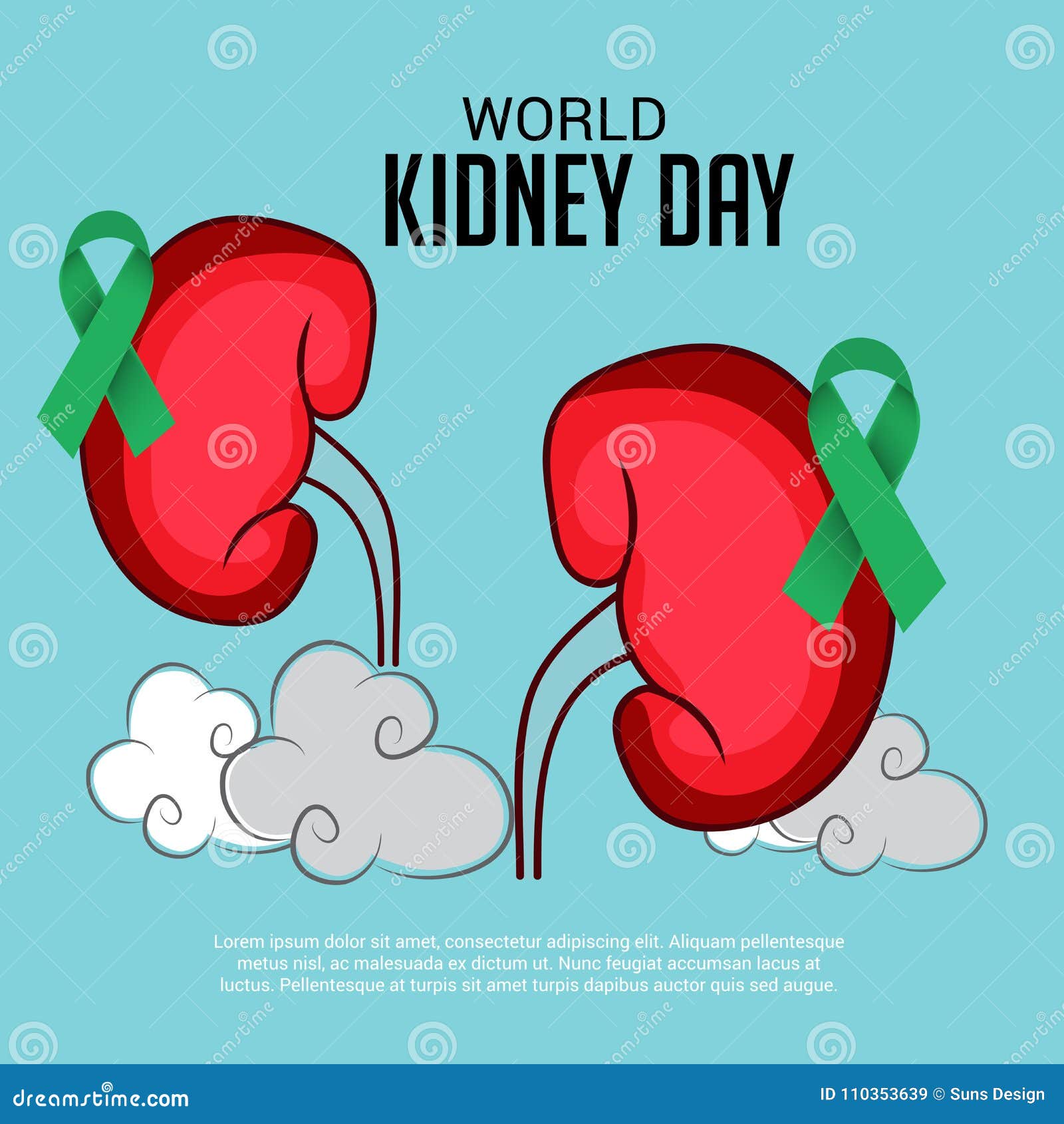 Dia do rim do mundo ilustração stock. Ilustração de emblema - 110353639