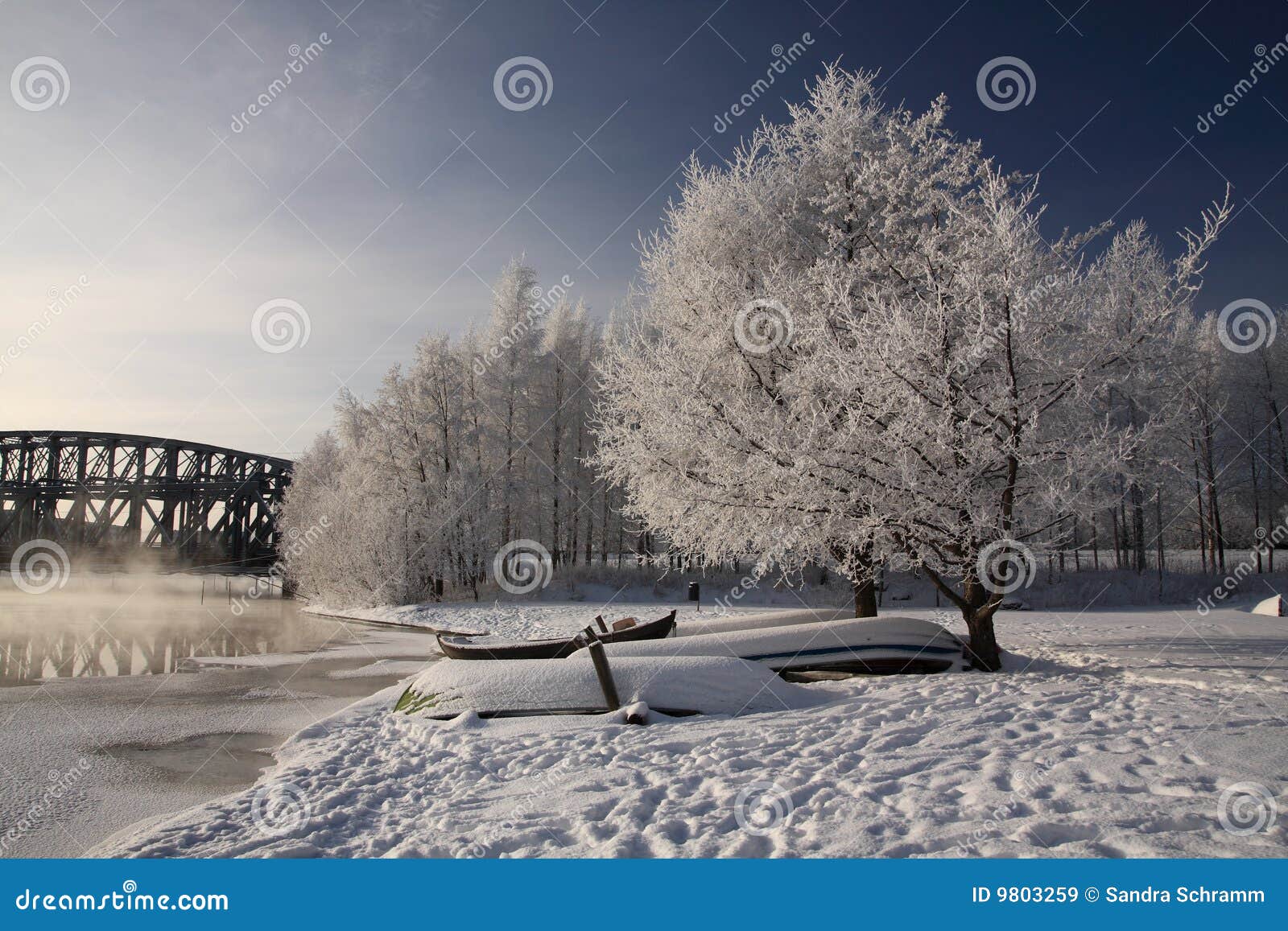 Dia frio imagem de stock. Imagem de nave, névoa, neve - 9803259