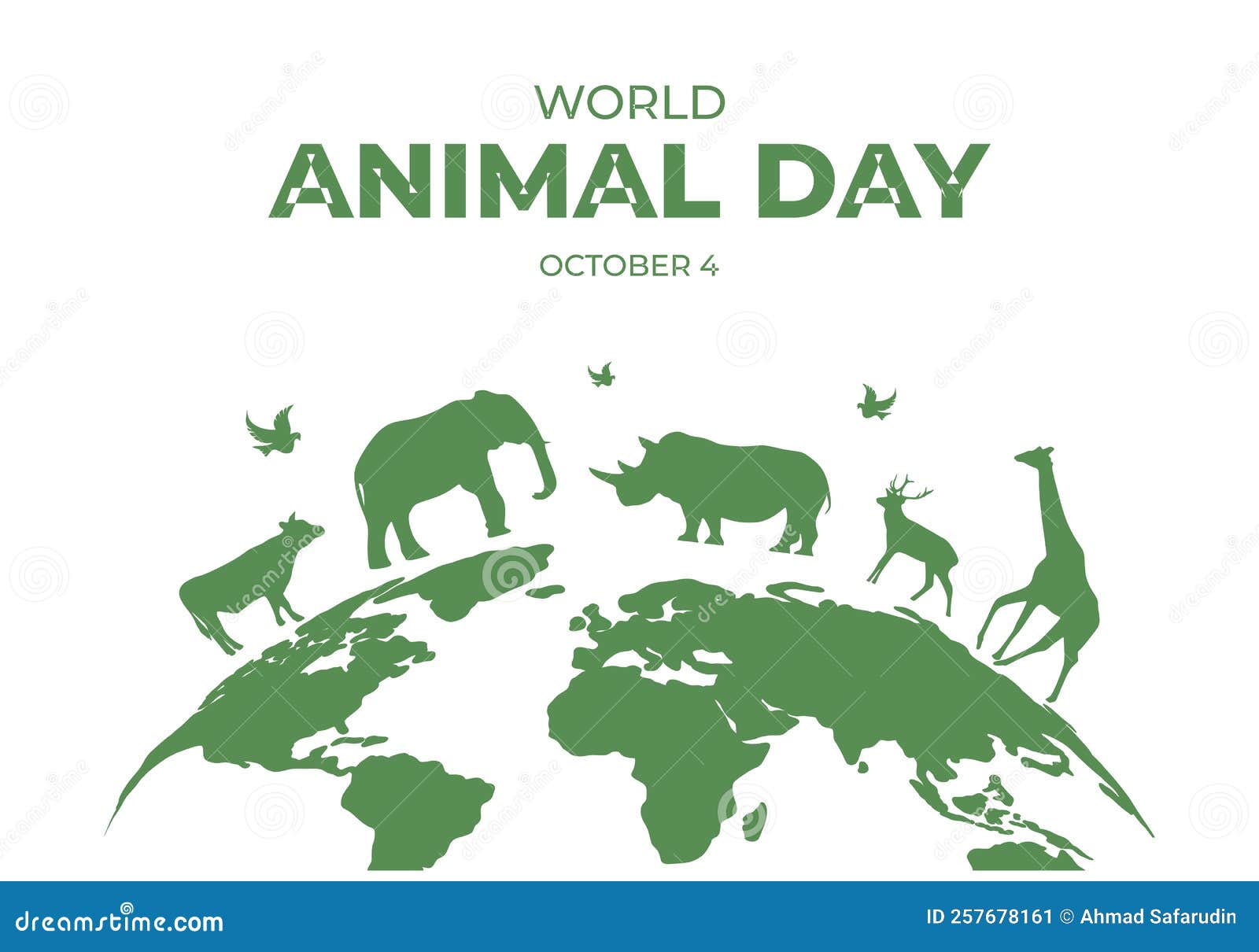 Dia Mundial Dos Animais Com Animais No Mapa Mundial Comemorado No Dia 4 ...