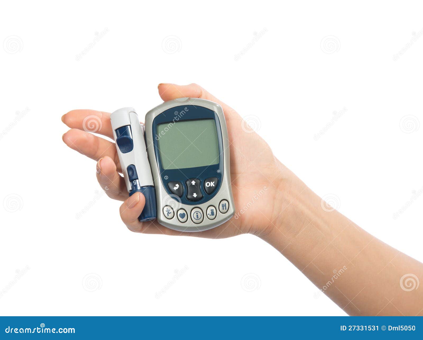 Diabetes Composition Glucometer in Hand Stock Image - Image of level ...