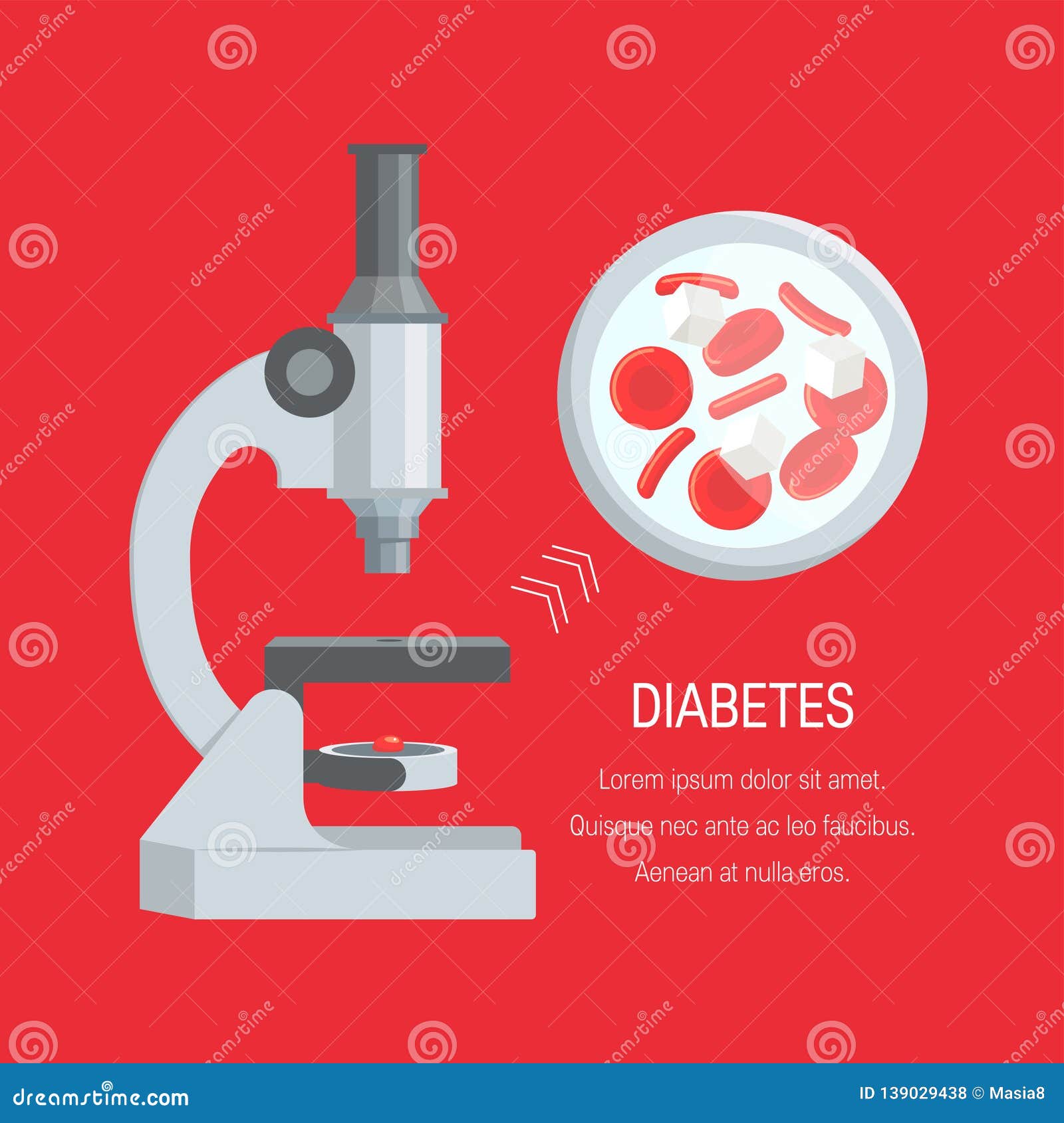 Diabetes Concept In Flat Style Vector Design Stock Illustration