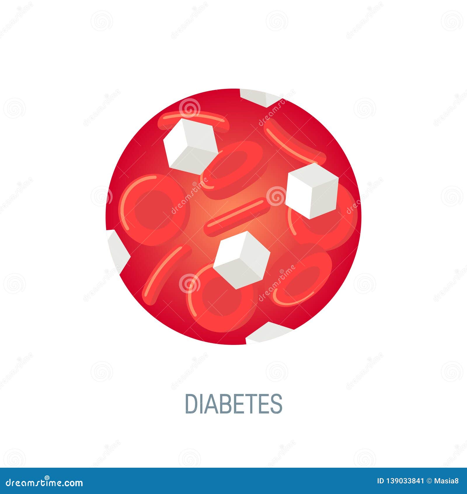 Diabetes Concept In Flat Style Vector Design Stock Illustration