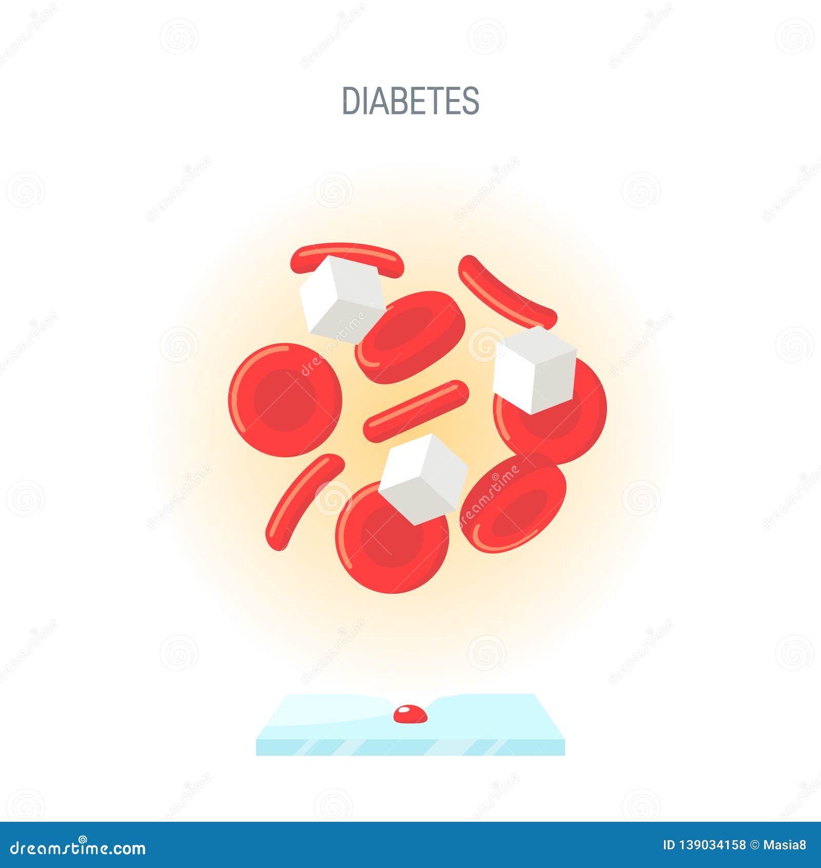 Diabetes Concept In Flat Style Vector Design Stock Illustration