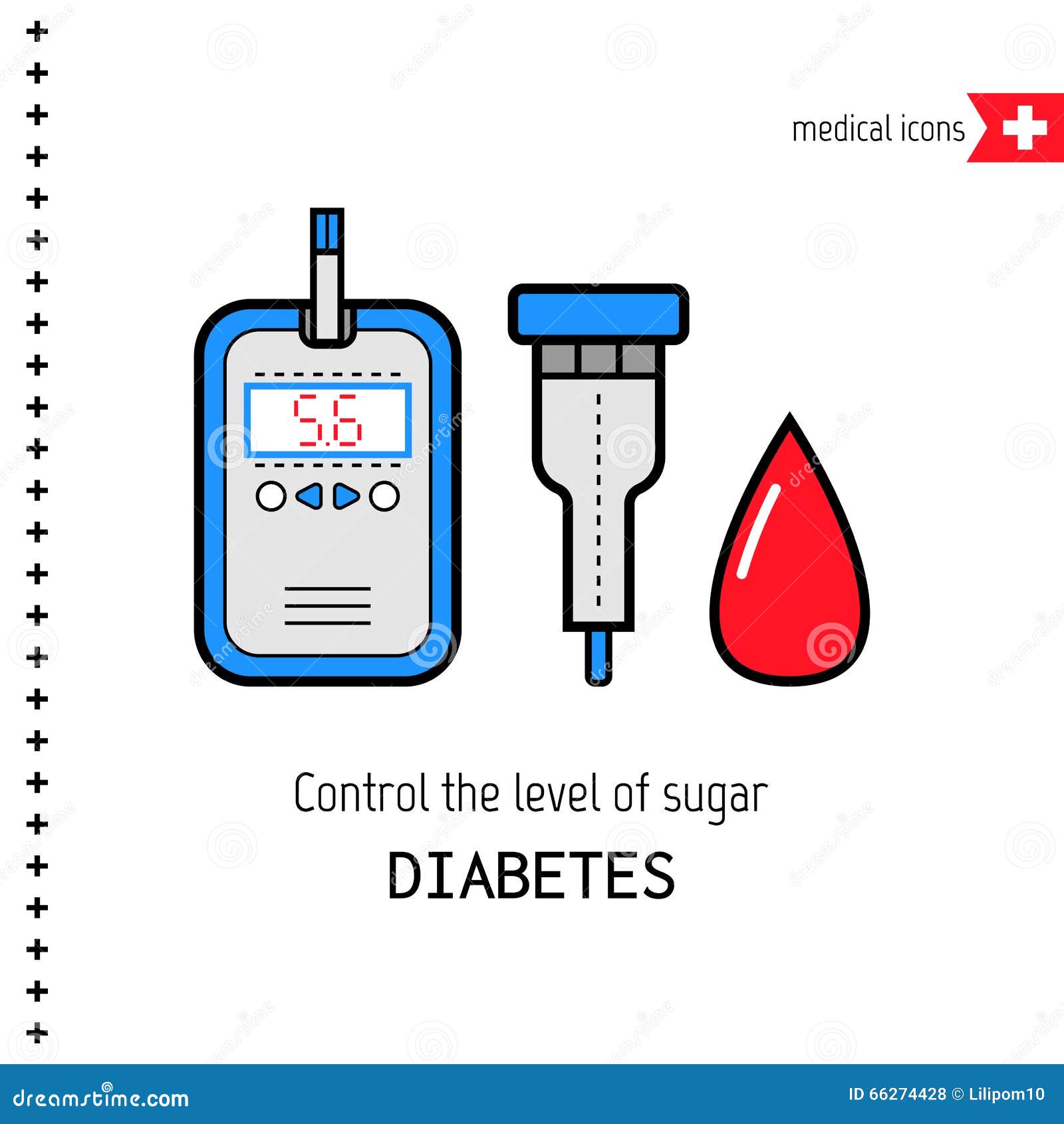 Diabetes, iconos planos ilustración del vector. Ilustración de ...