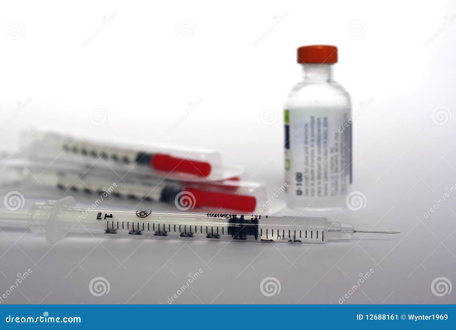 Syringes Prepared for Injections with Medical Vial of Solution. Stock ...