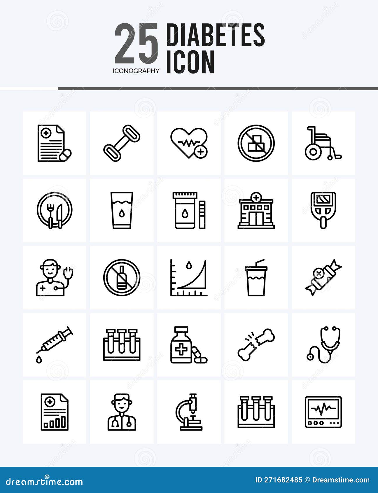 25 Diabetes Outline Icons Pack Vector Illustration Stock Vector ...